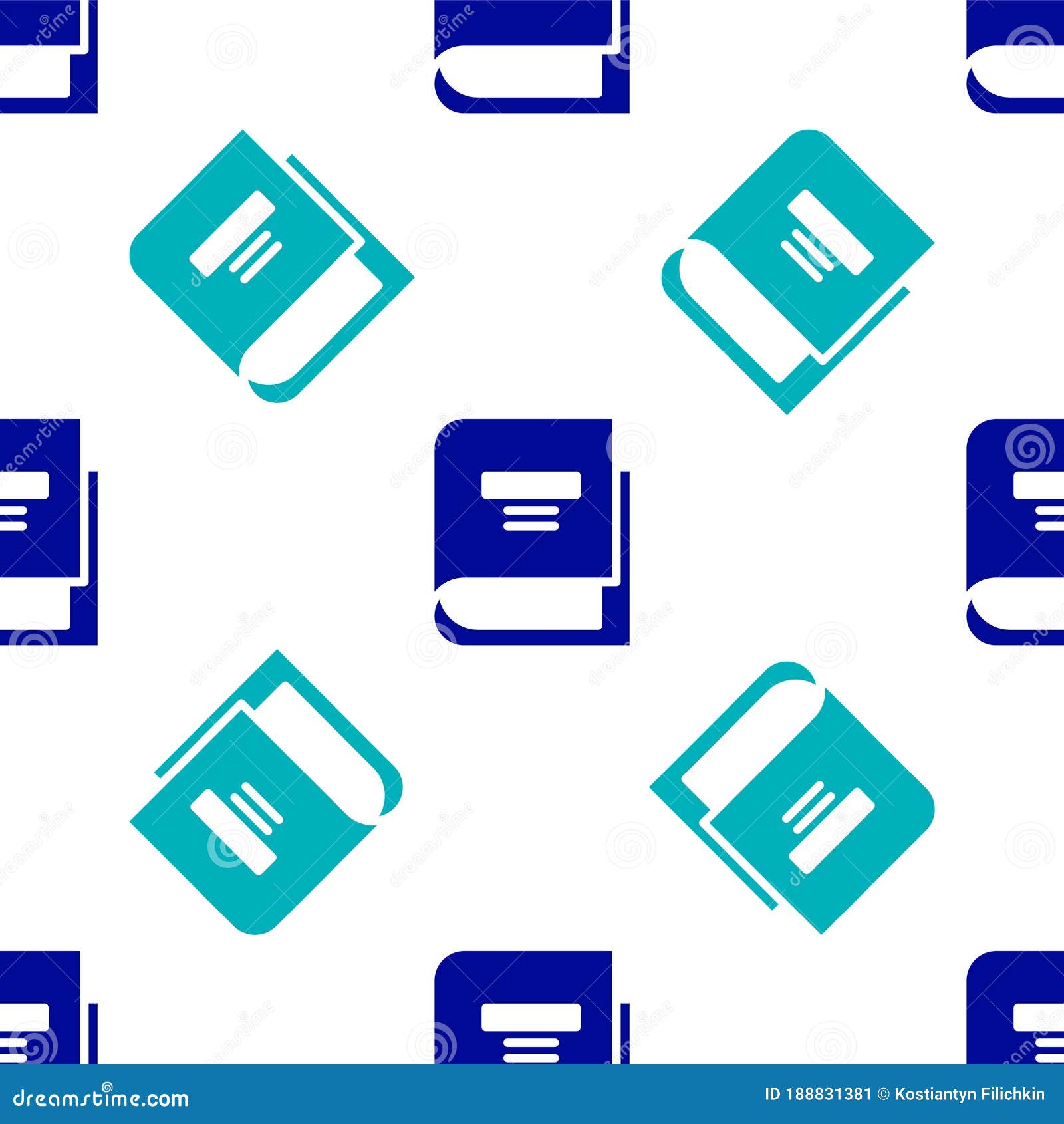 Blue Book Icon Isolated Seamless Pattern on White Background. Vector ...