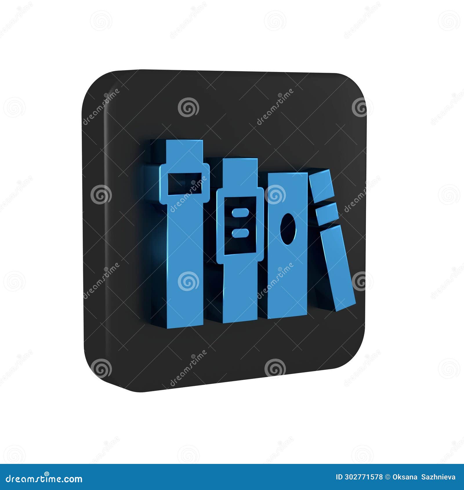 Blue Book Icon Isolated on Transparent Background. Black Square Button ...