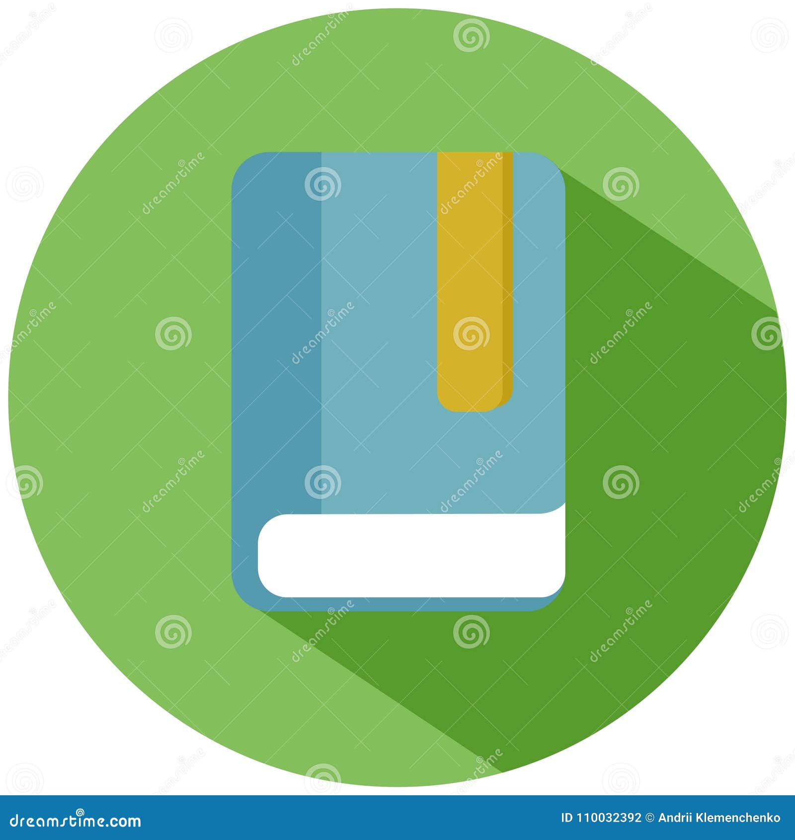 Blue Book for Notes in a Green Circle, Isolated on White Background ...