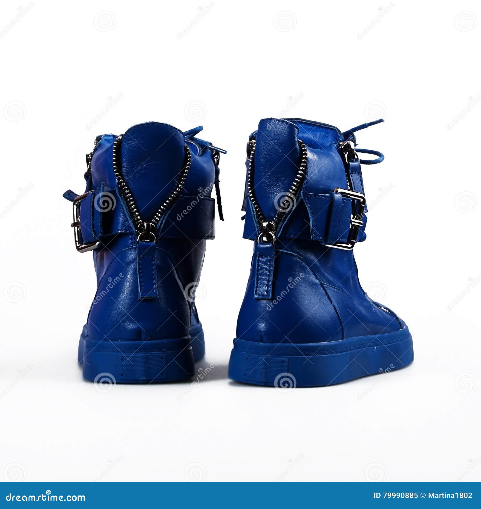 Blue boots over white stock image. Image of blue, clothes - 79990885