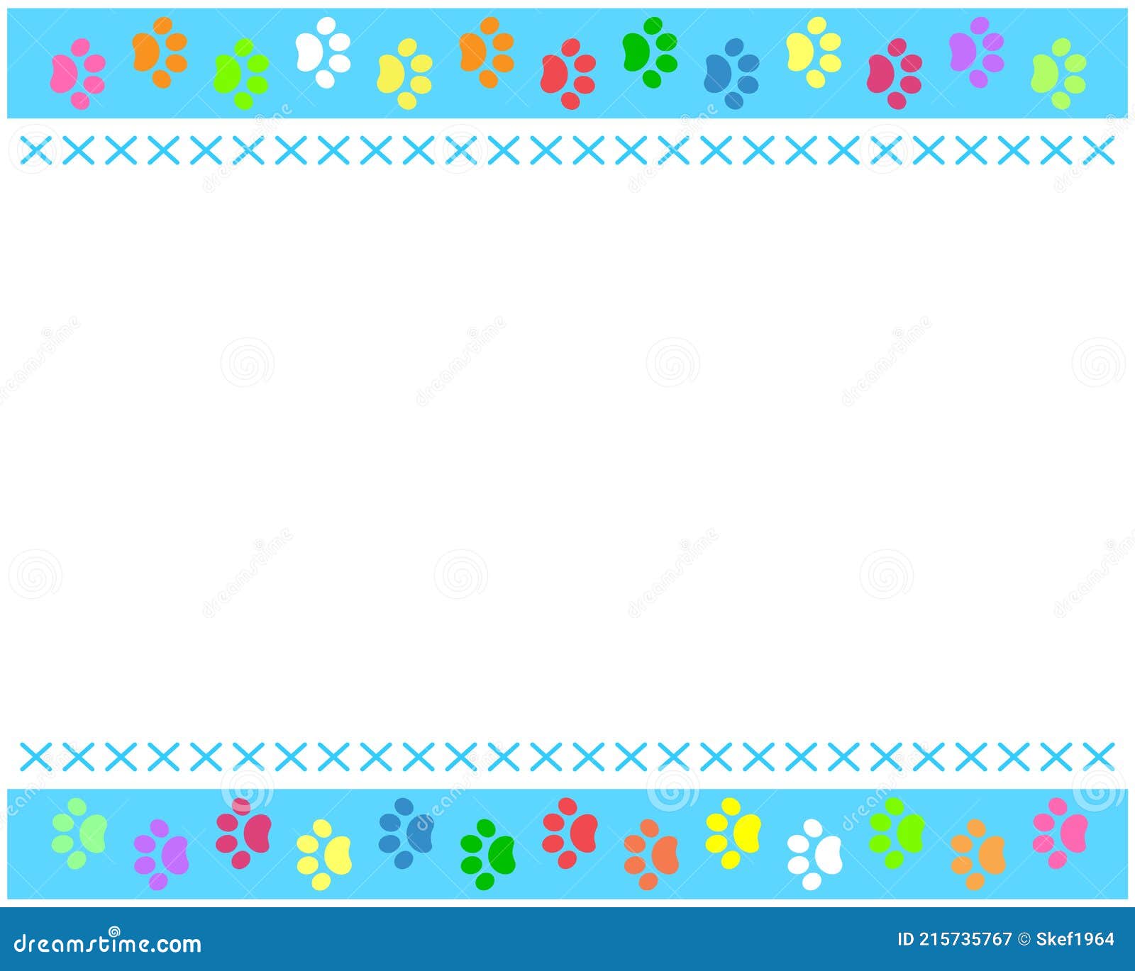 Colorful Paw Print Border