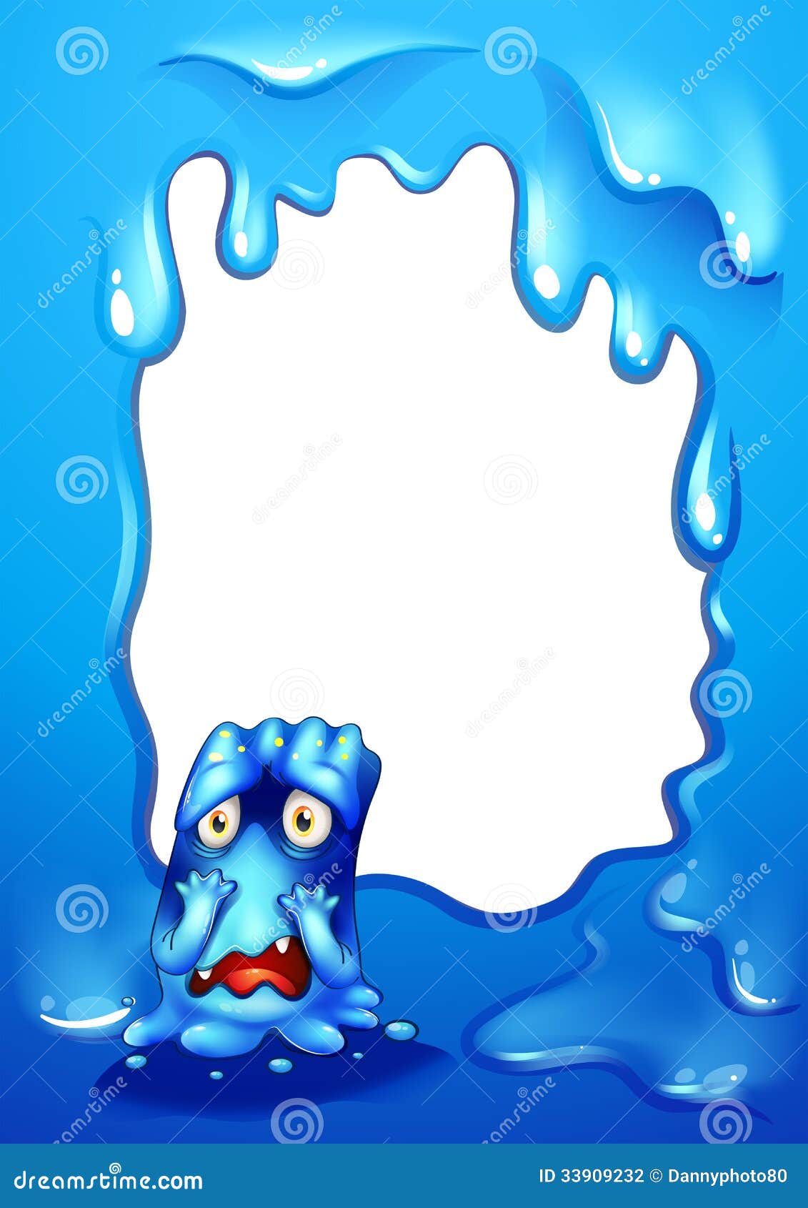 A Blue Border Design with a Sad Monster Stock Vector - Illustration of ...