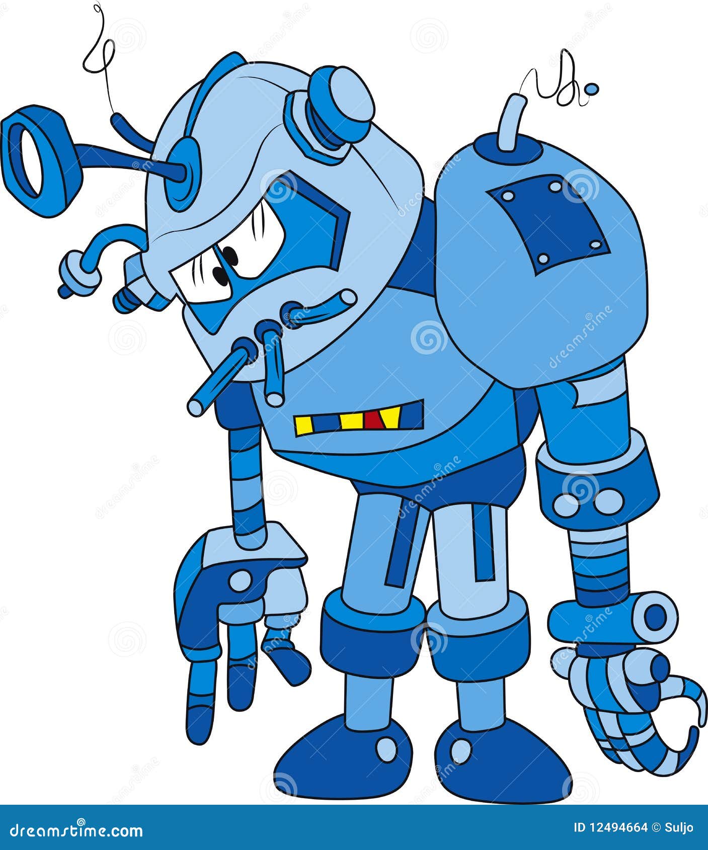 Blue bot stock vector. Illustration of cyborg, humanoid - 12494664