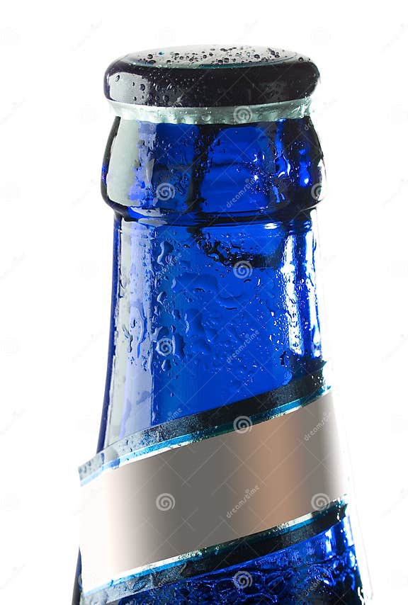 Blue bottle of beer stock image. Image of liquor, isolated - 7696003