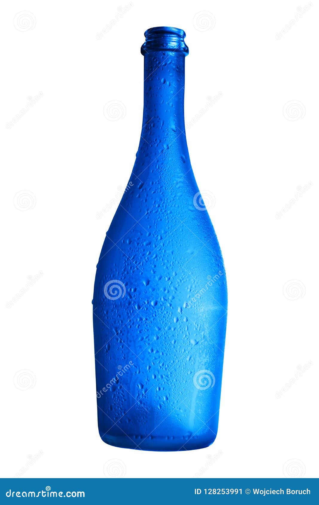 Blue Bottle After Champagne Stock Image - Image of empty, drops: 128253991