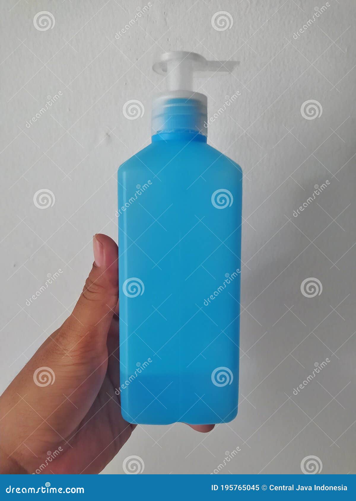 Blue Bottle of Disinfectant Liquid Container Stock Image - Image of ...