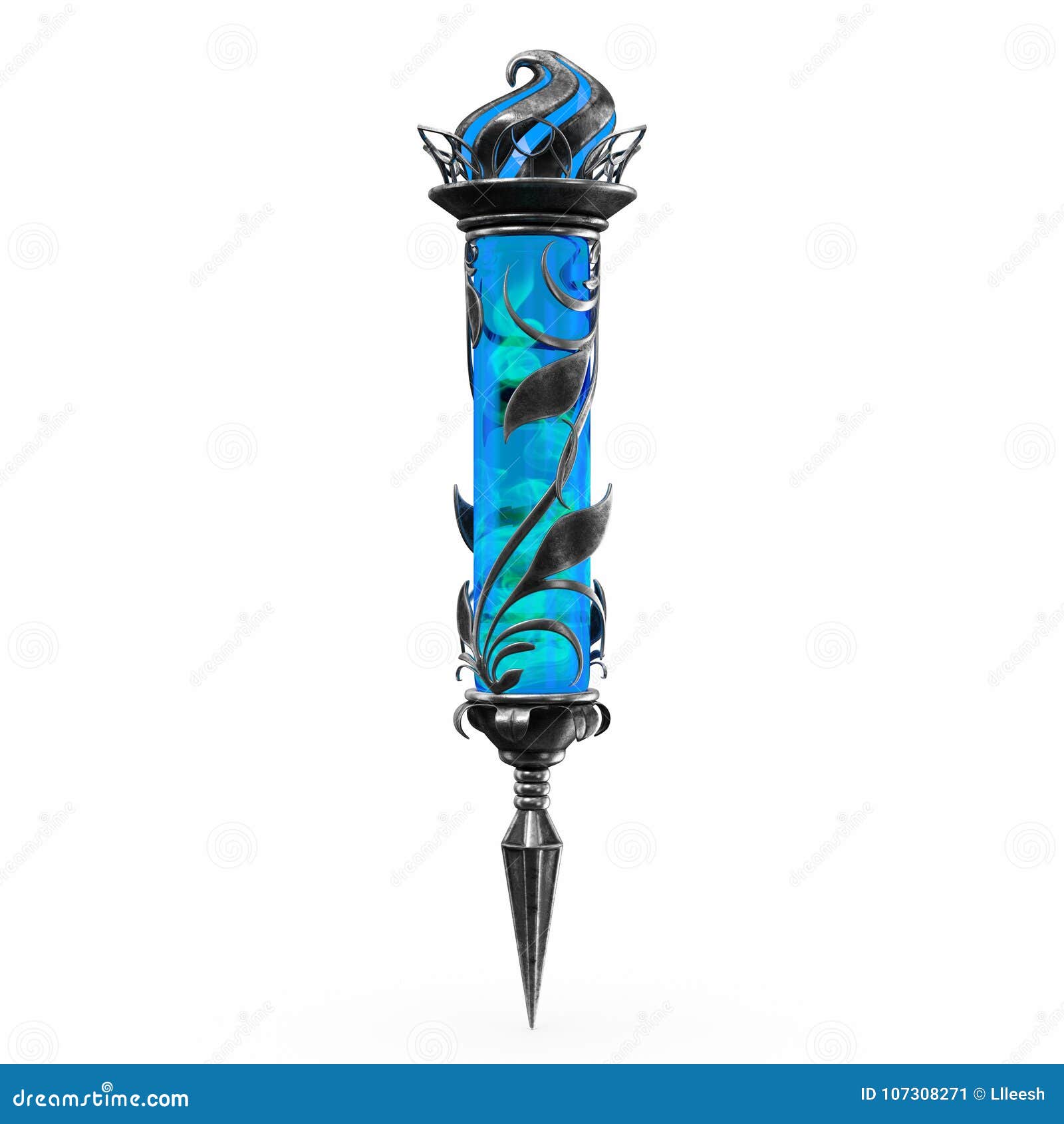 Blue Bottle with a Magical Potion in an Iron Frame. Stock Illustration ...