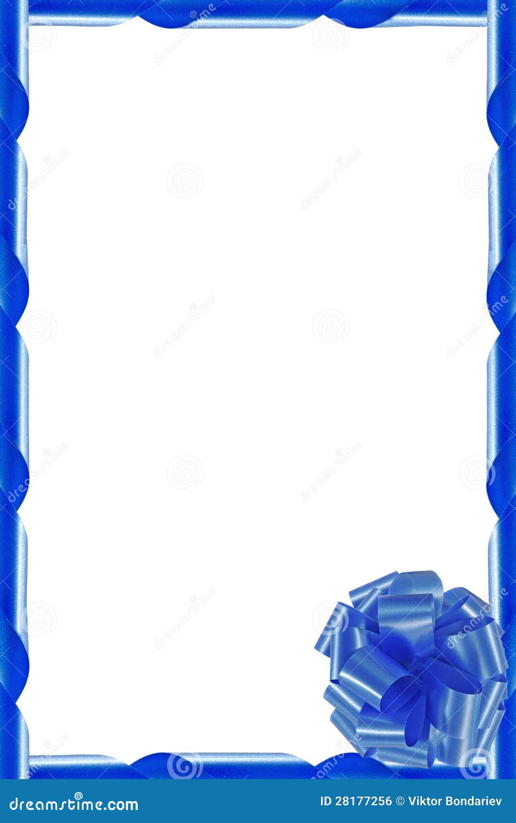 Blue bow in the frame stock photo. Image of fete, package - 28177256