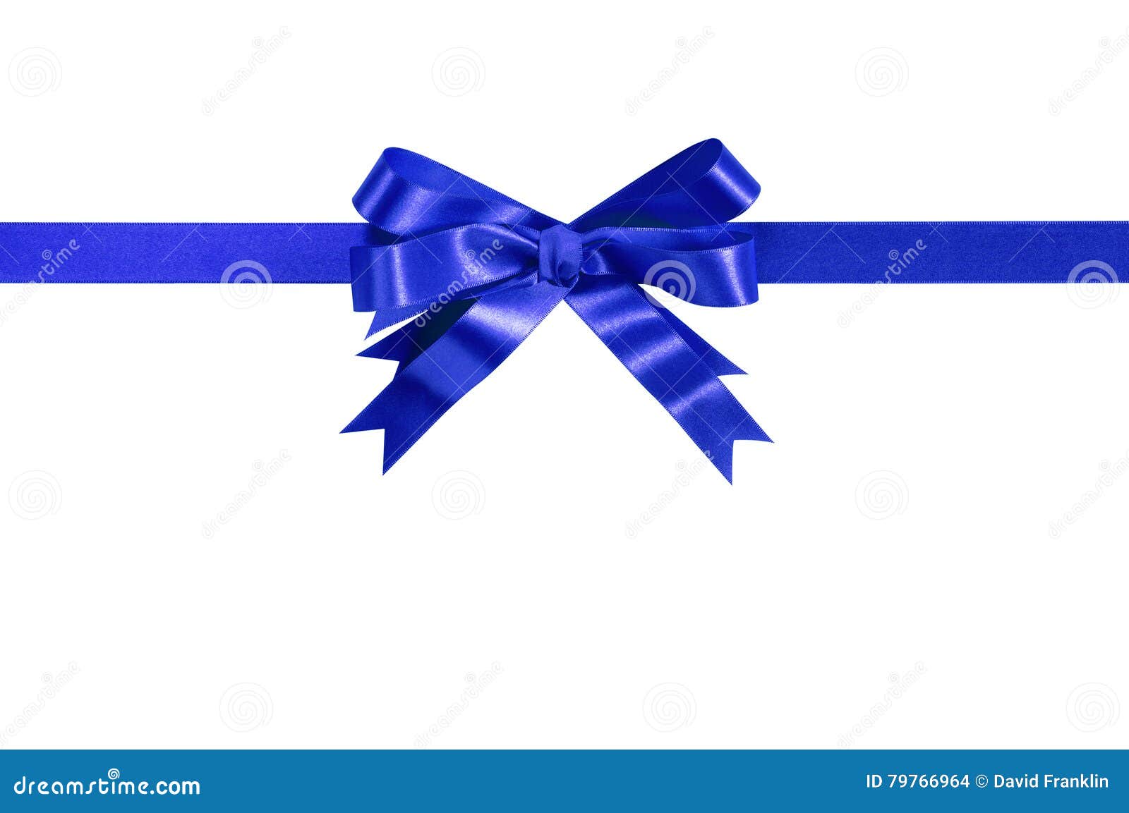 Blue Bow Gift Ribbon Straight Horizontal Stock Photo - Image of cutout ...