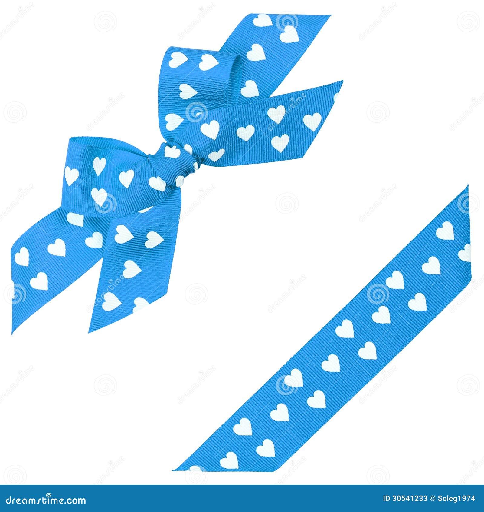 Blue Bow with Hearts and Ribbon Stock Image - Image of decoration ...