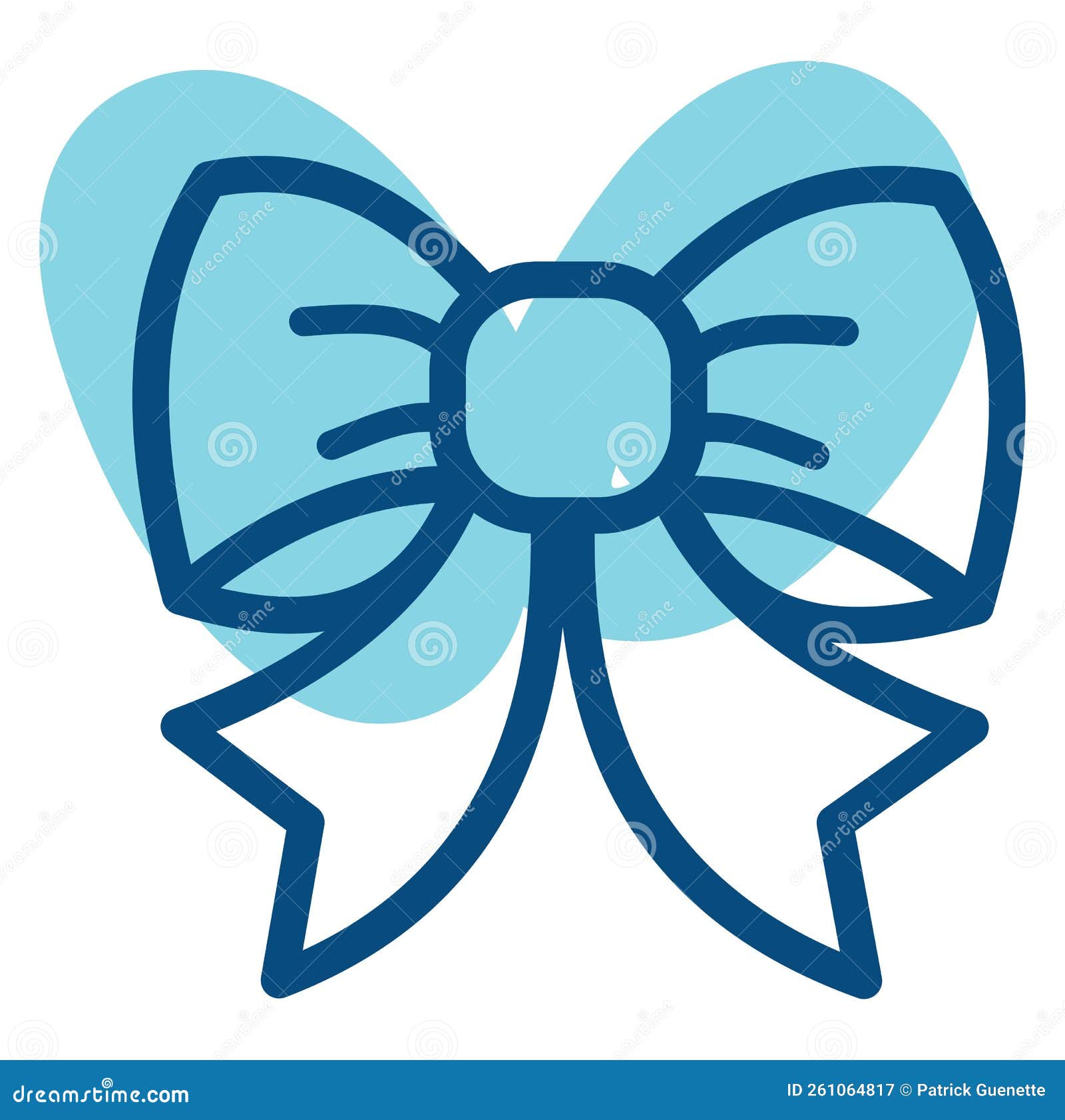 Blue bow, icon stock vector. Illustration of white, vector - 261064817