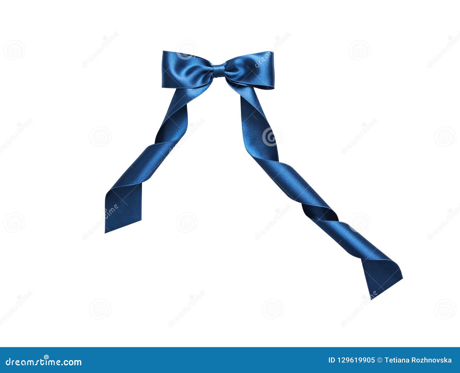 Blue Bow Isolated on White Background. Close-up. Stock Image - Image of ...