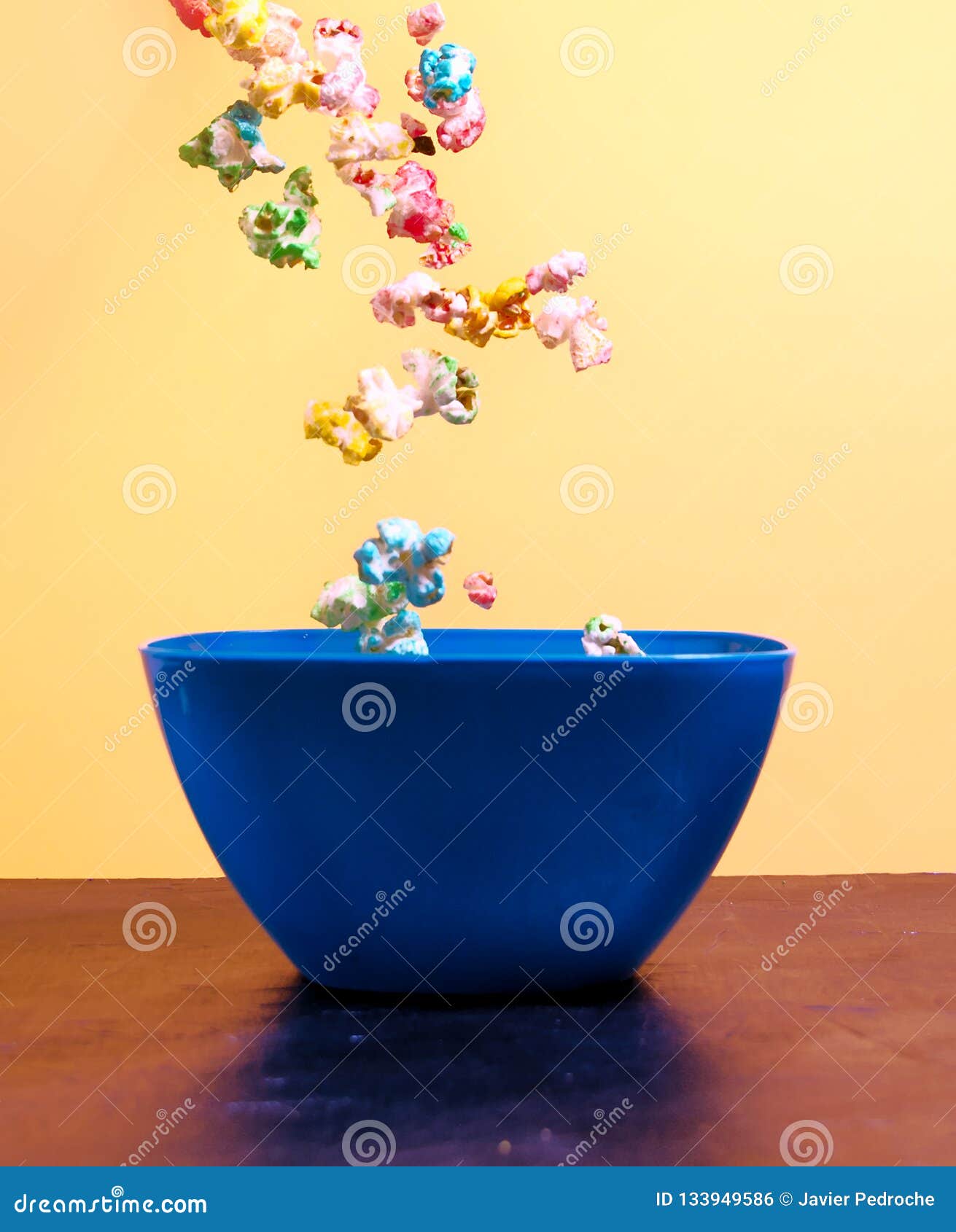 Blue Bowl and Falling Popcorn Stock Photo - Image of cinematography ...