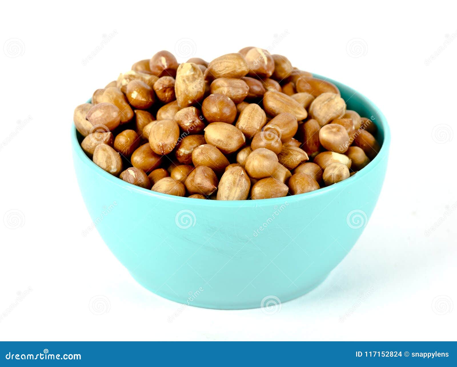 A Blue Bowl Full of Peanuts Stock Photo - Image of isolated ...