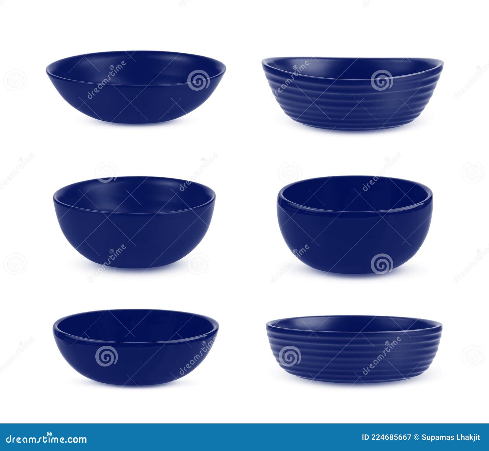 Blue Bowl Isolated on White Stock Image - Image of dark, cooking: 224685667