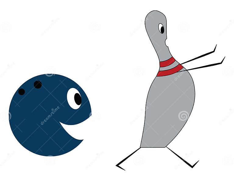 A Bowling Ball Chasing A Bowling Pin Vector Or Color Illustration Stock