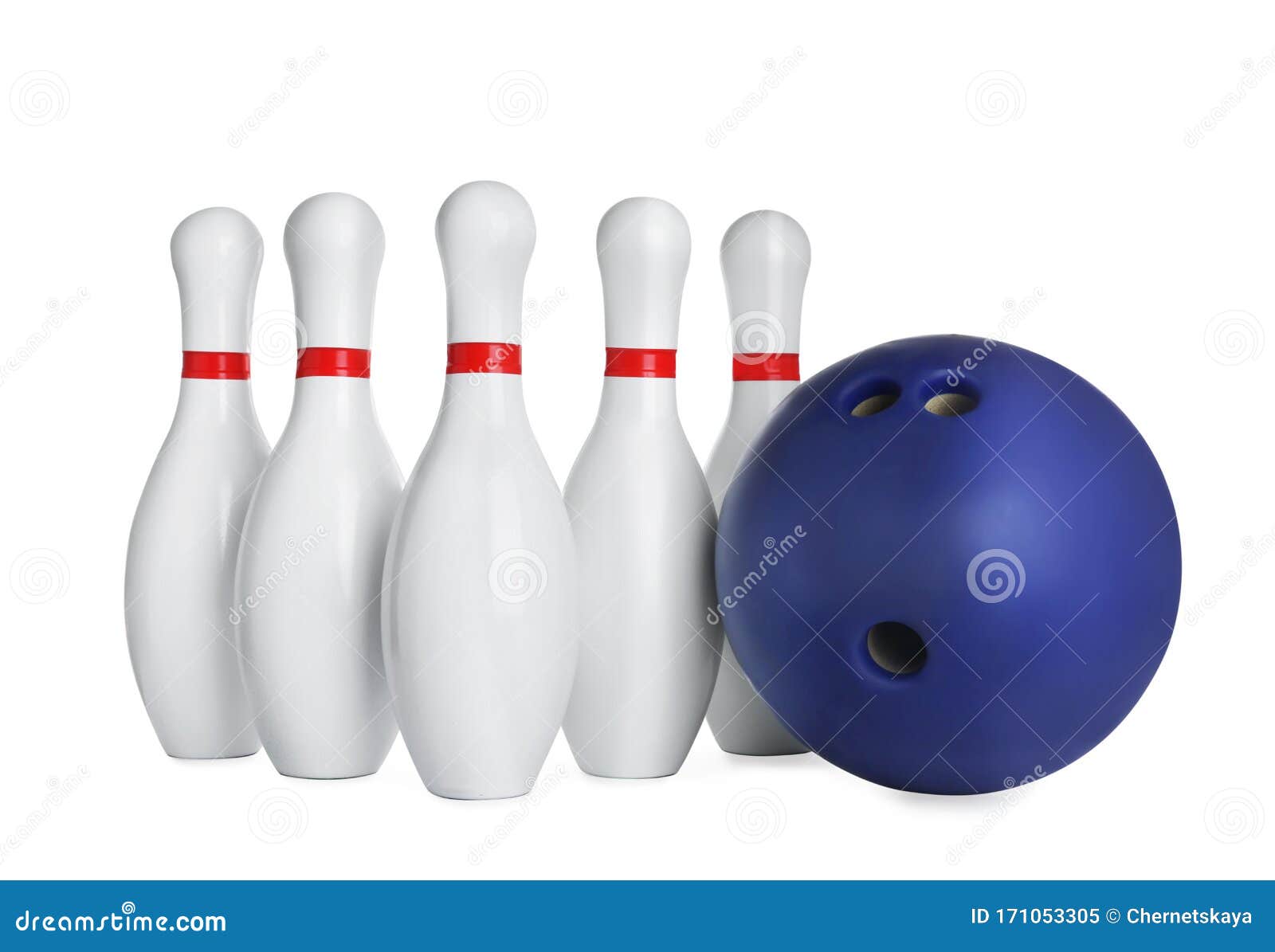 Blue Bowling Ball and Pins Isolated Stock Image - Image of strike ...