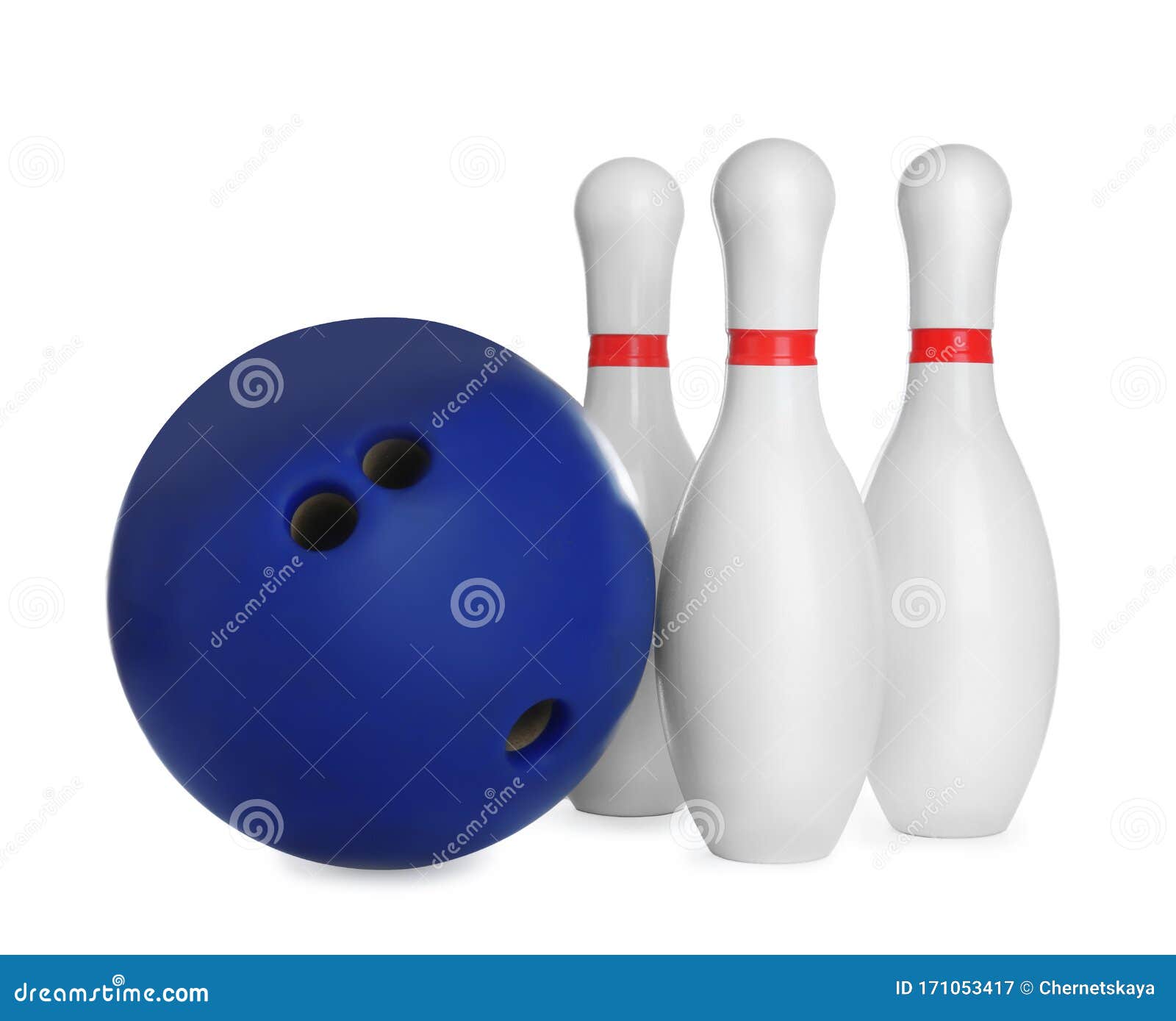 Blue Bowling Ball and Pins Isolated Stock Image - Image of hobby ...