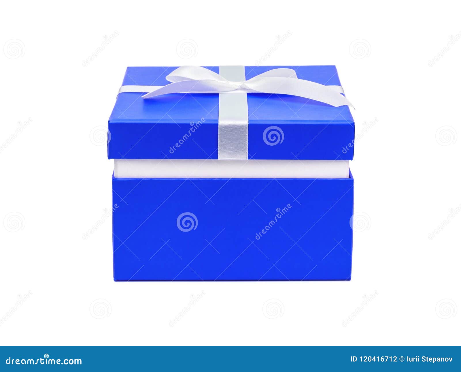 Blue Box with a Gift and White Bow Stock Photo - Image of decoration ...