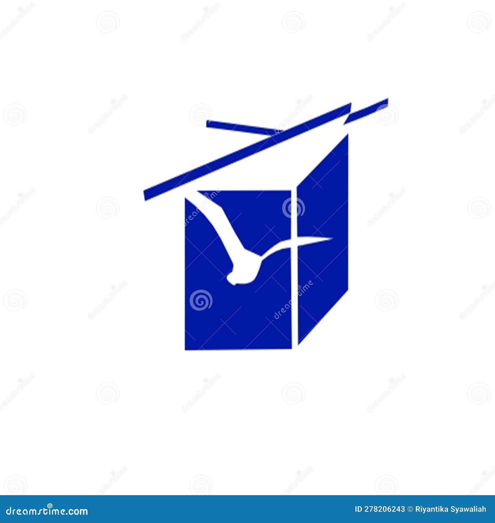 Blue Box Logo and Flying Bird Silhouette Stock Image - Image of bird ...