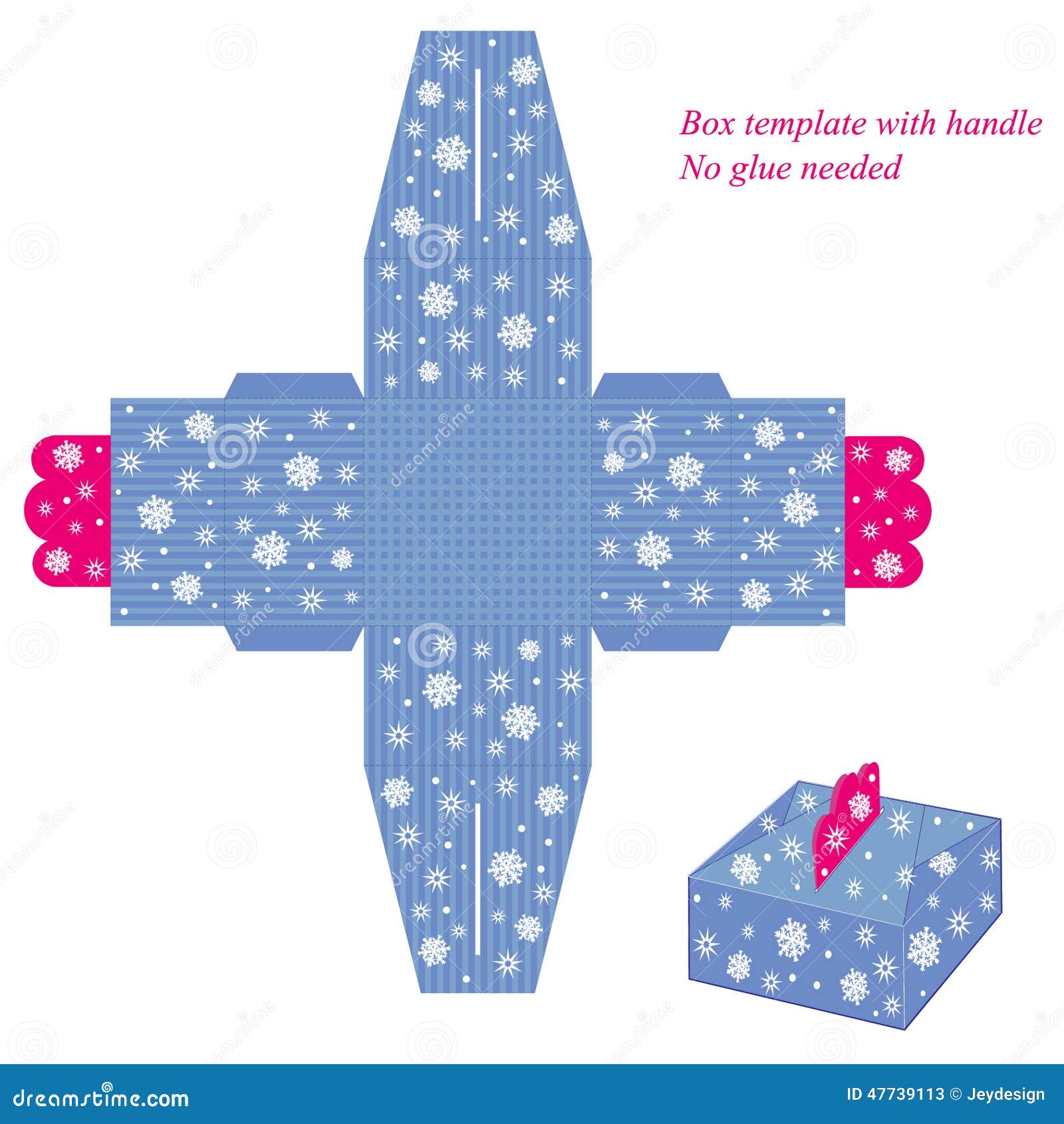 Blue Box Template with Snowflakes Stock Vector - Illustration of ...