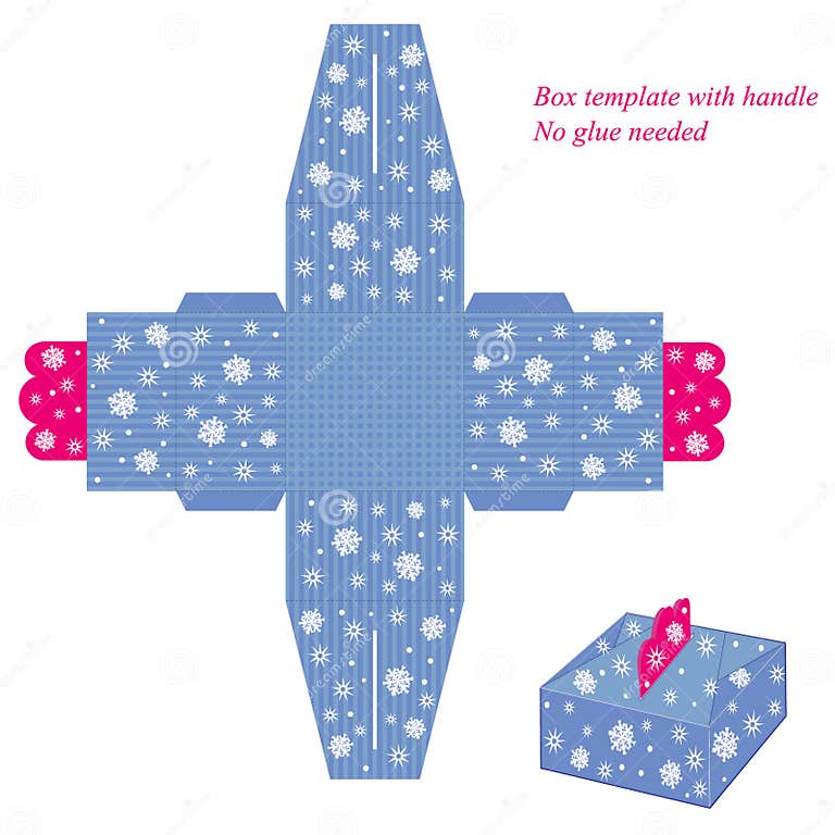 Blue Box Template with Snowflakes Stock Vector - Illustration of ...