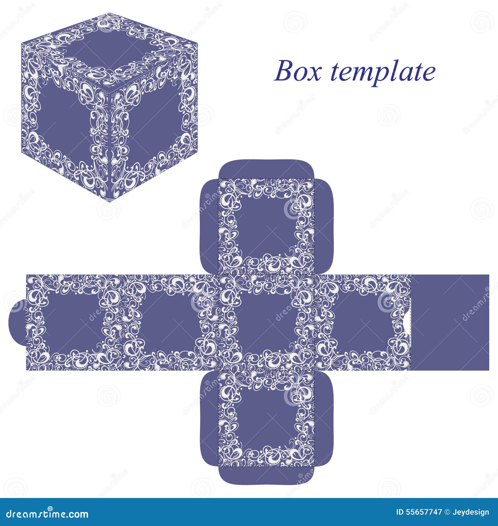 Blue Box Template with White Floral Elements Stock Vector ...