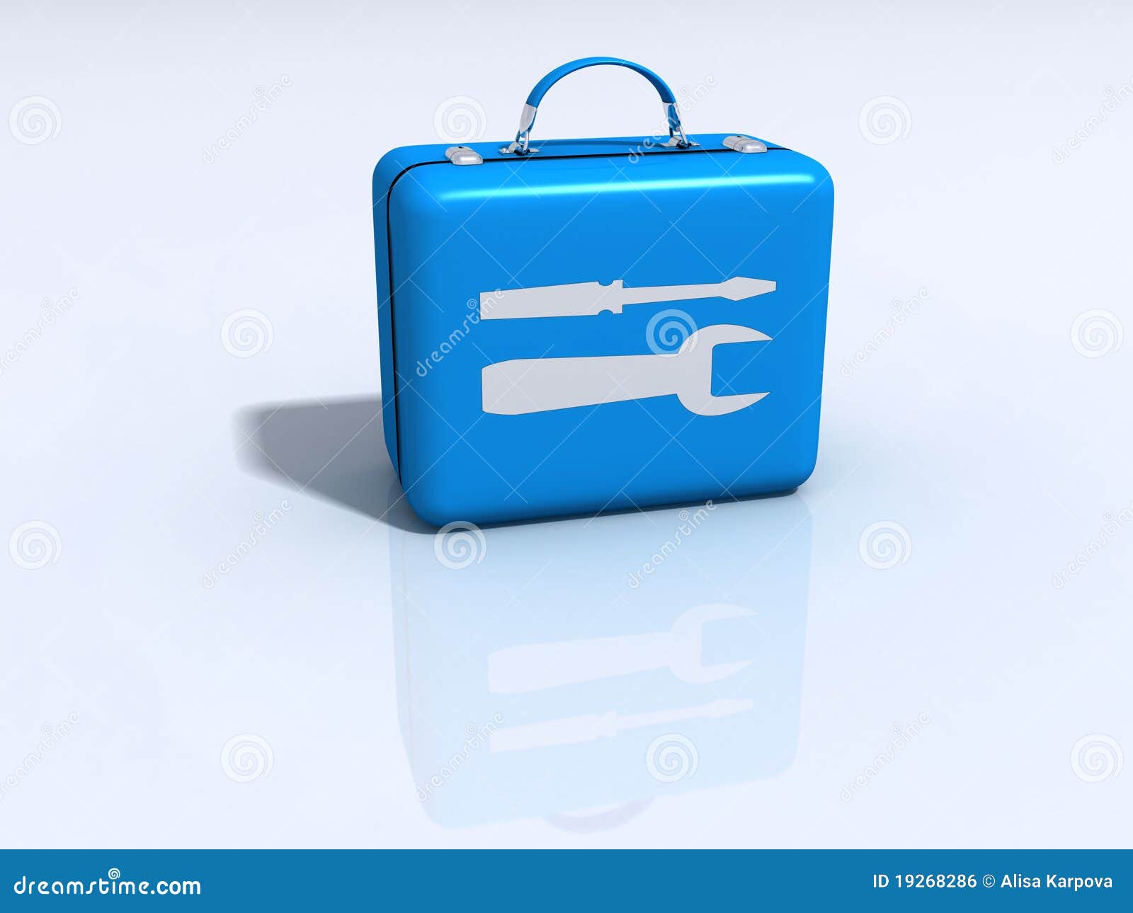 Blue box with tools stock illustration. Illustration of objects - 19268286