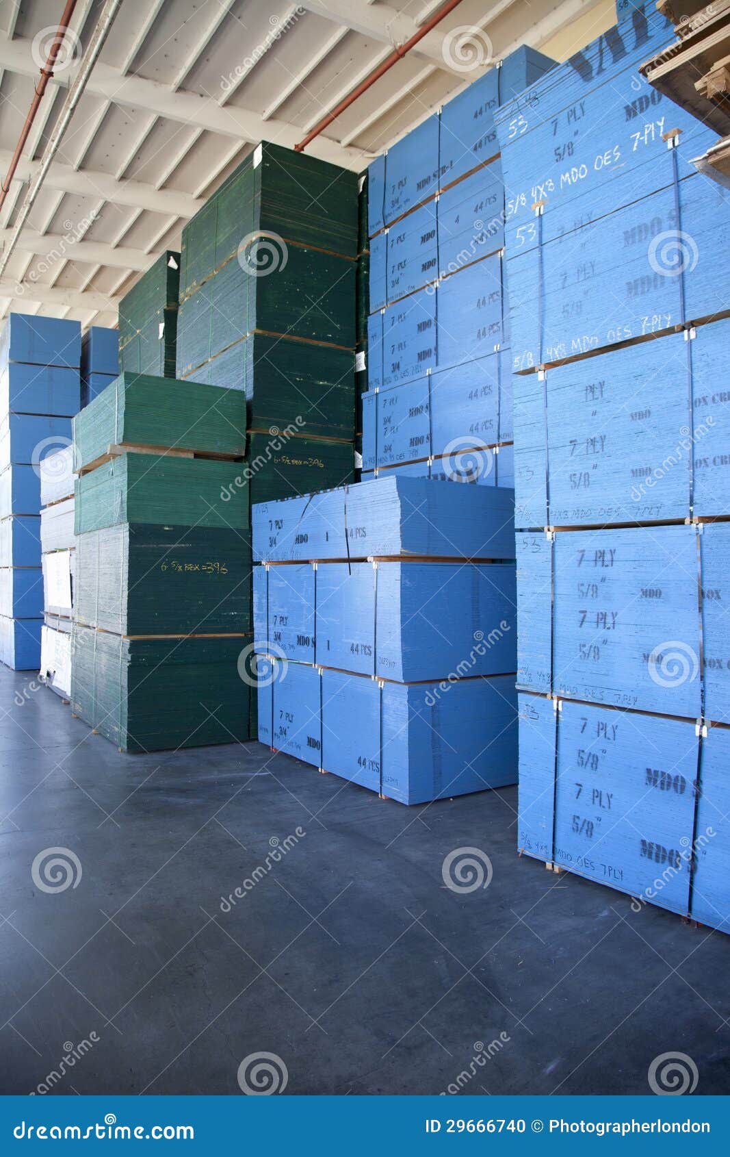 Blue Boxes Piled Up of in Warehouse Stock Photo - Image of organization ...