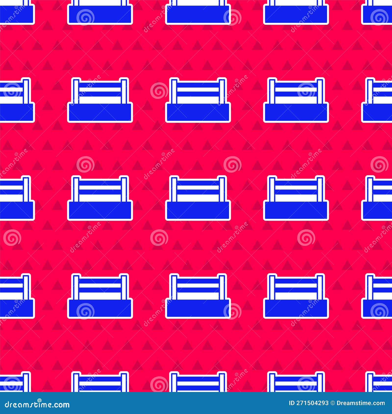 Blue Boxing Ring Icon Isolated Seamless Pattern on Red Background ...