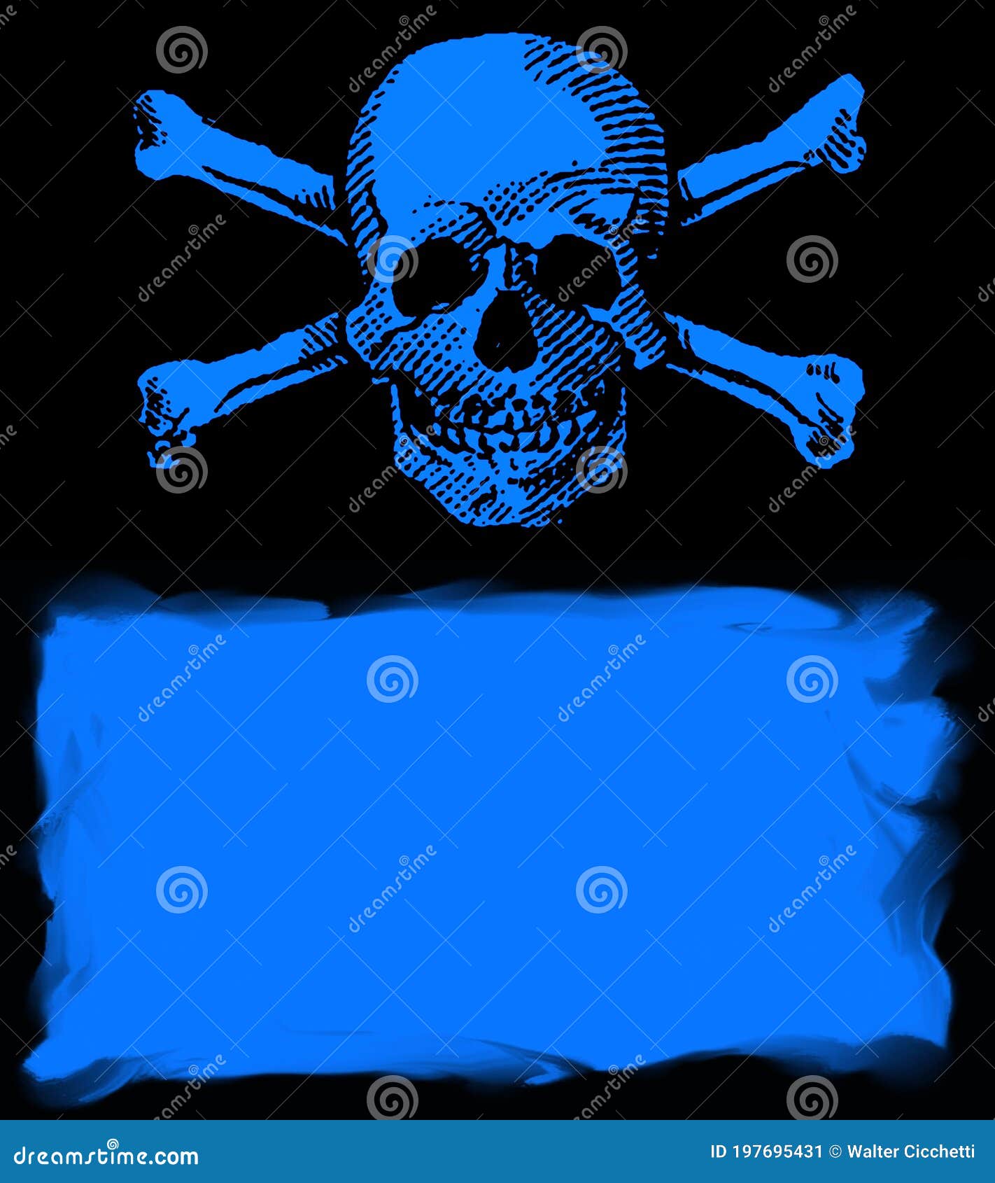 Blue Boy Skull and Crossbones with Space for Your Text or Design Stock ...
