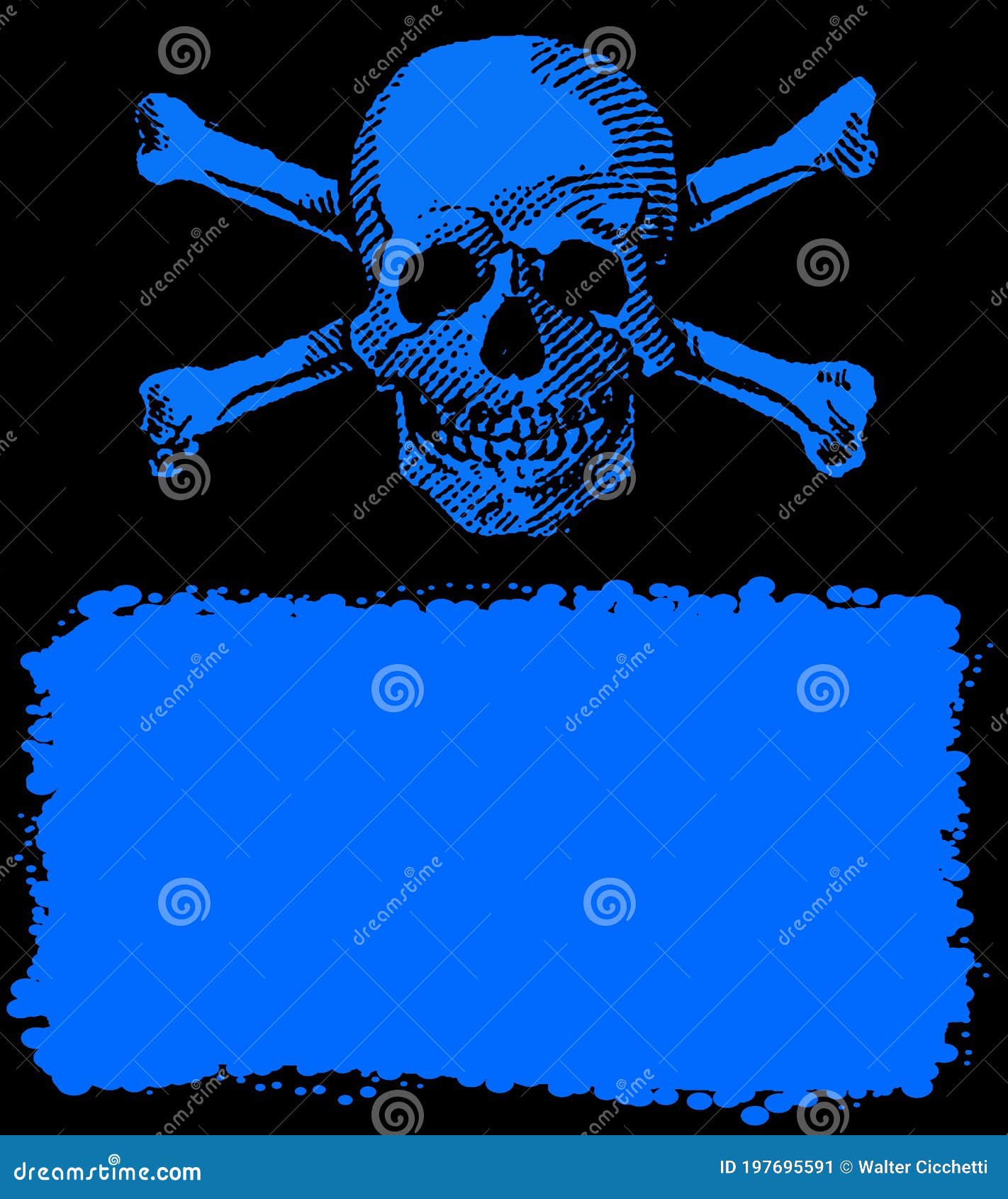 Blue Boy Skull and Crossbones with Space for Your Text or Design Stock ...