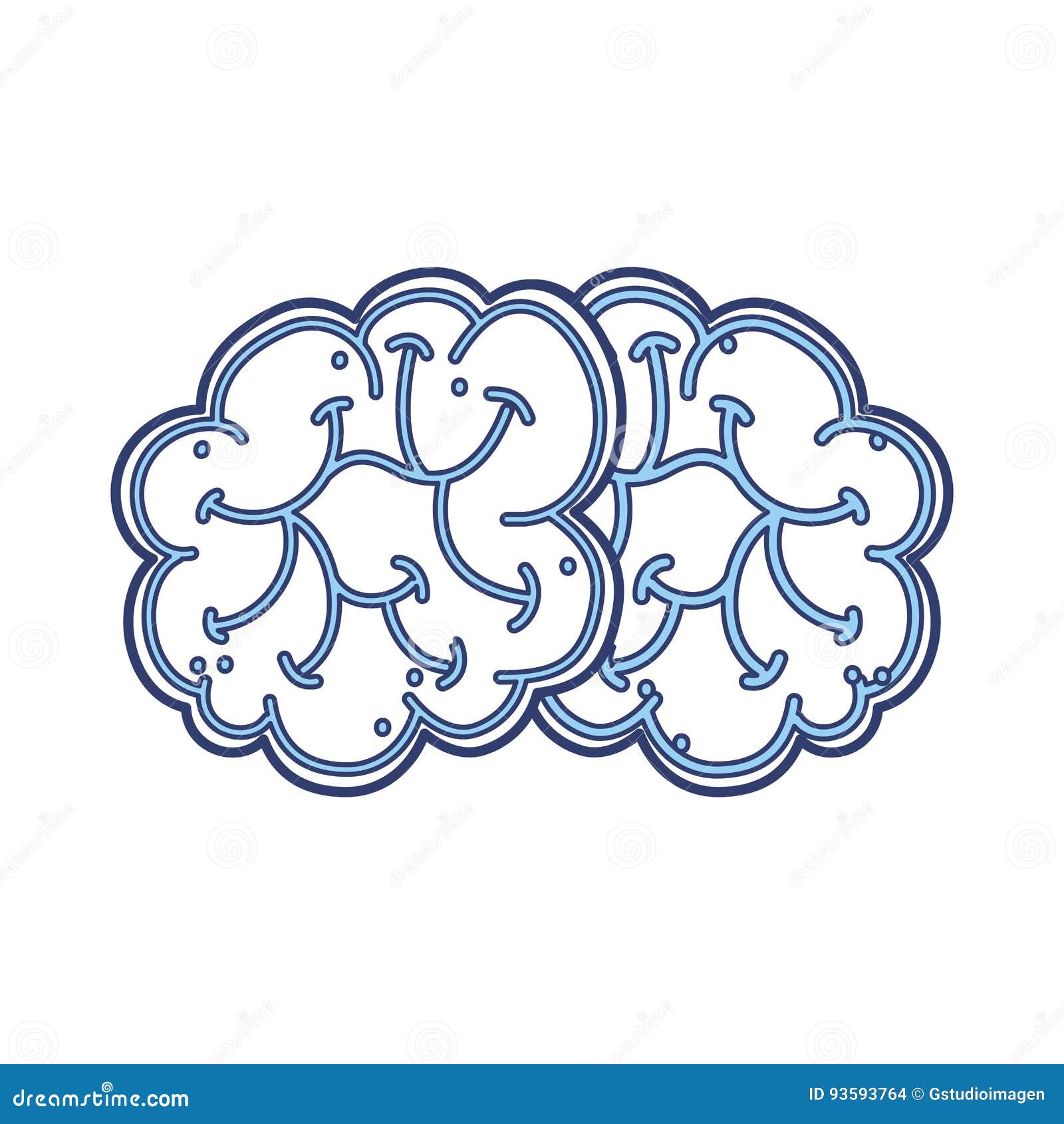 Blue brain cartoon stock vector. Illustration of creativity - 93593764