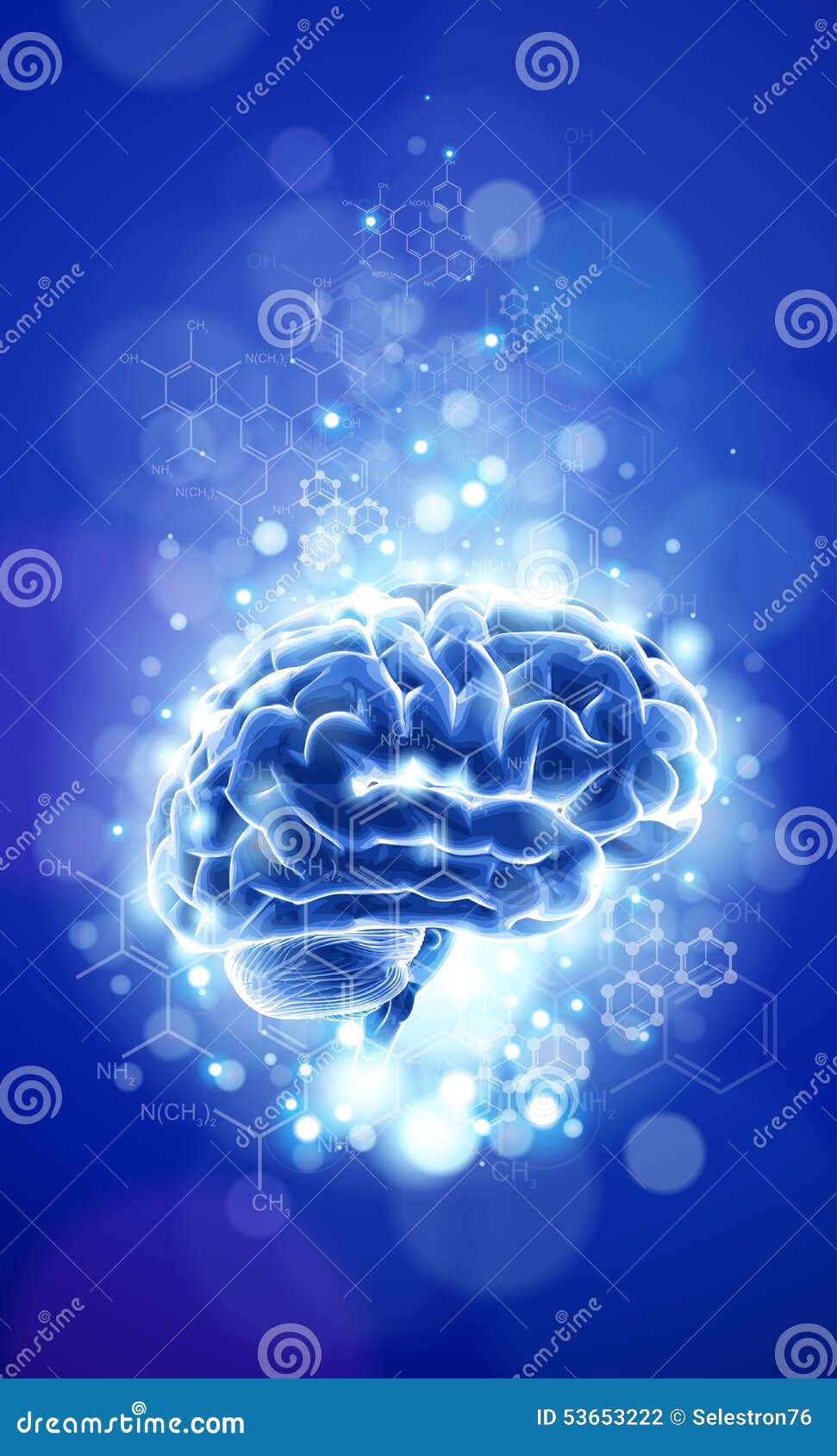 Blue Brain & Chemical Formulas Stock Vector - Illustration of analyzing ...