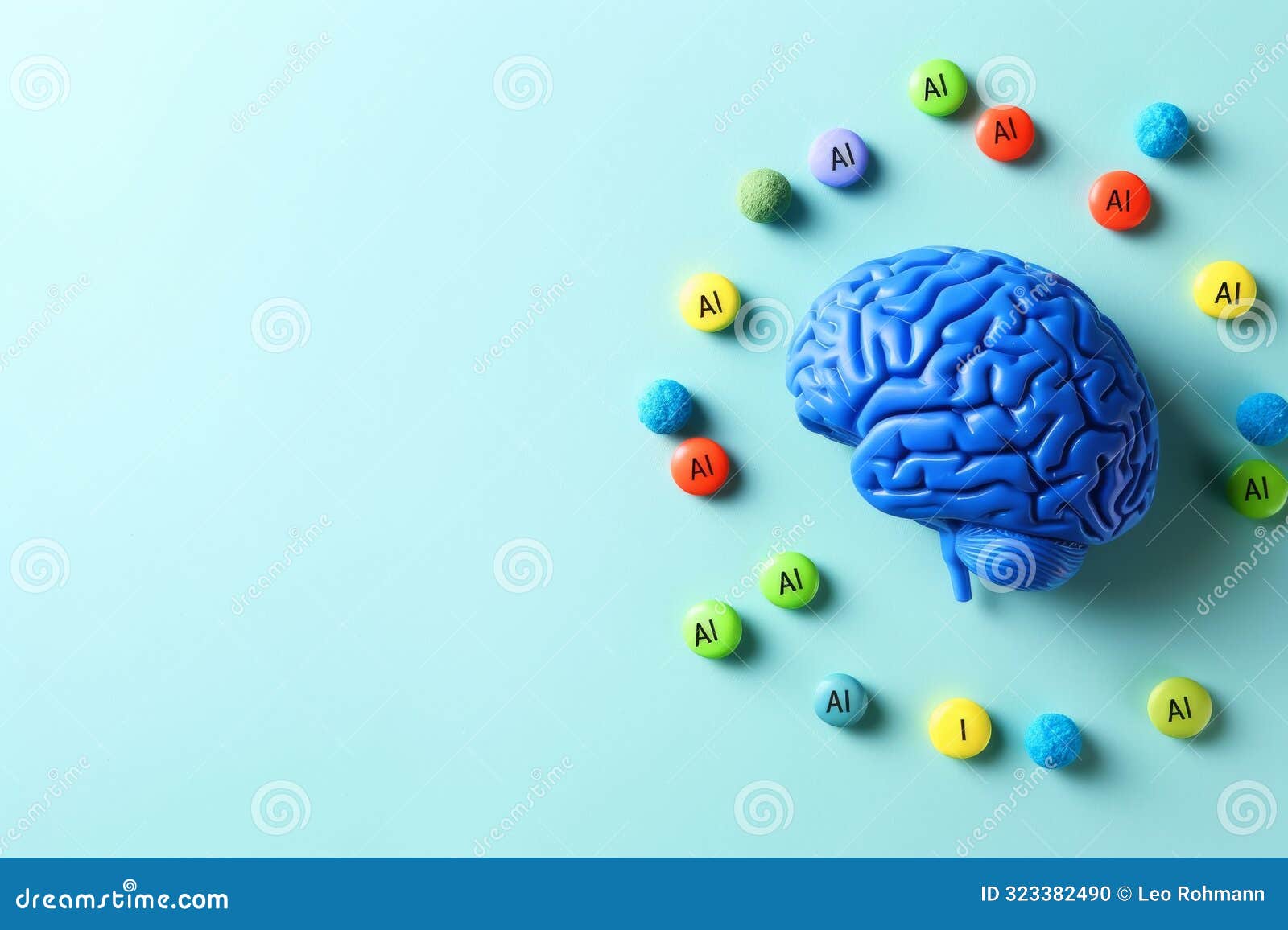 Blue Brain with Colorful Dots, Artificial Intelligence, Cognitive ...