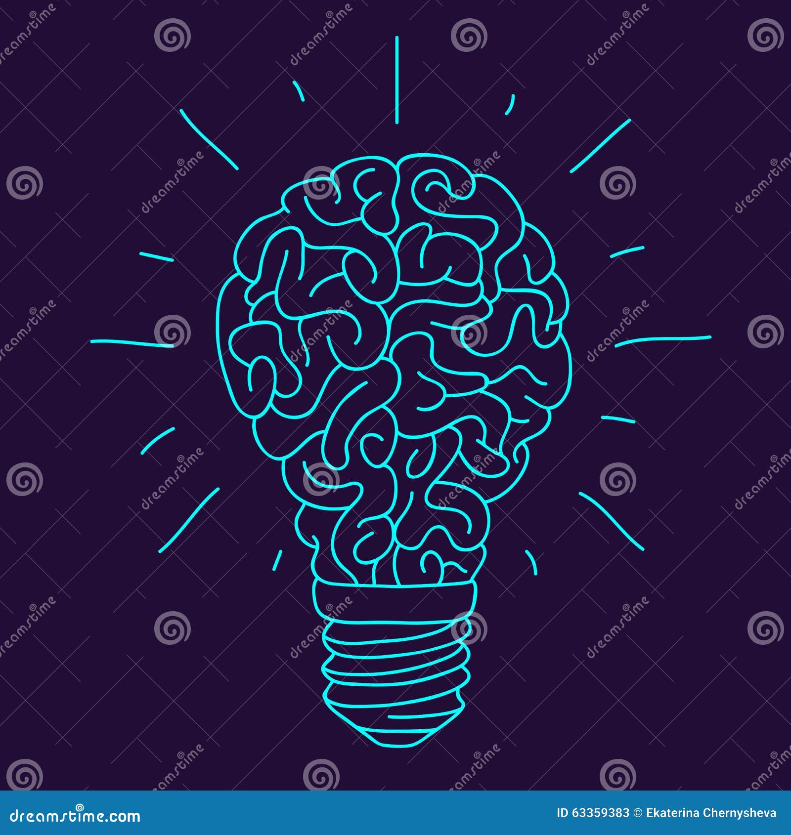 Blue Brain in the Form of a Burning Light Bulb Stock Vector ...