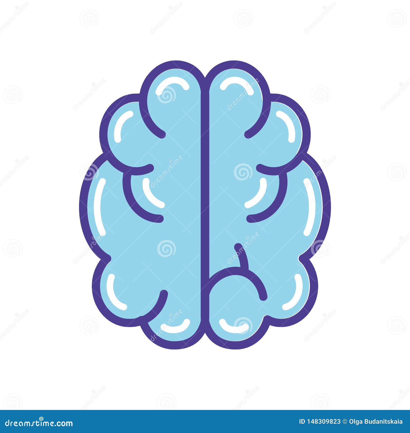 Blue Brain Icon Vector Illustration Isolated on White Stock Vector ...
