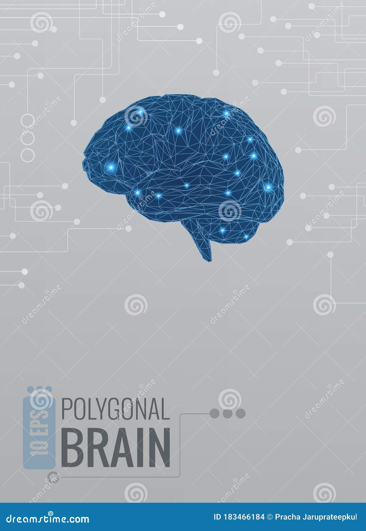 Blue Brain Illustration on Gray Space BG Stock Vector - Illustration of ...