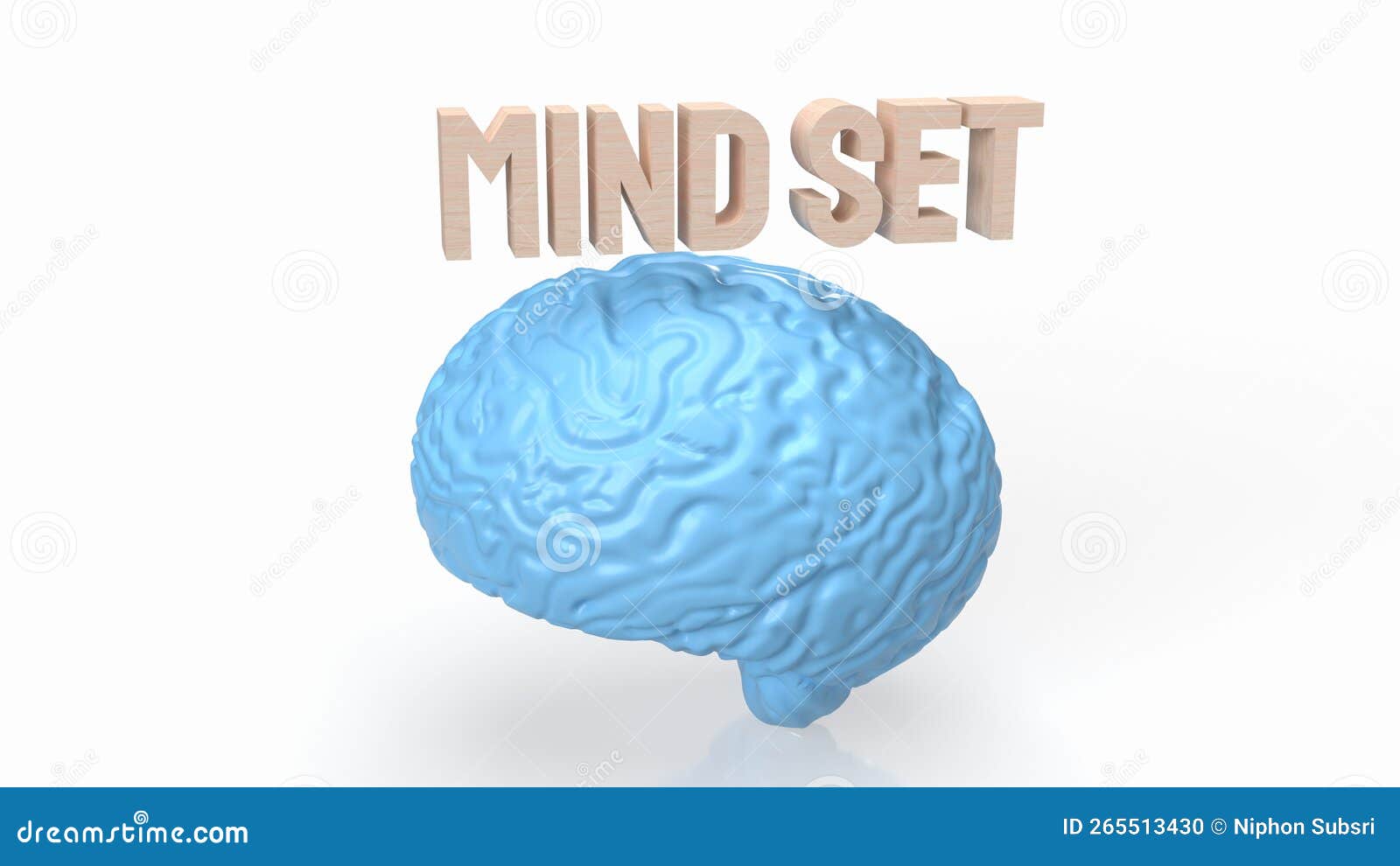 Blue Brain and Mindset Wood Text 3d Rendering Stock Illustration ...