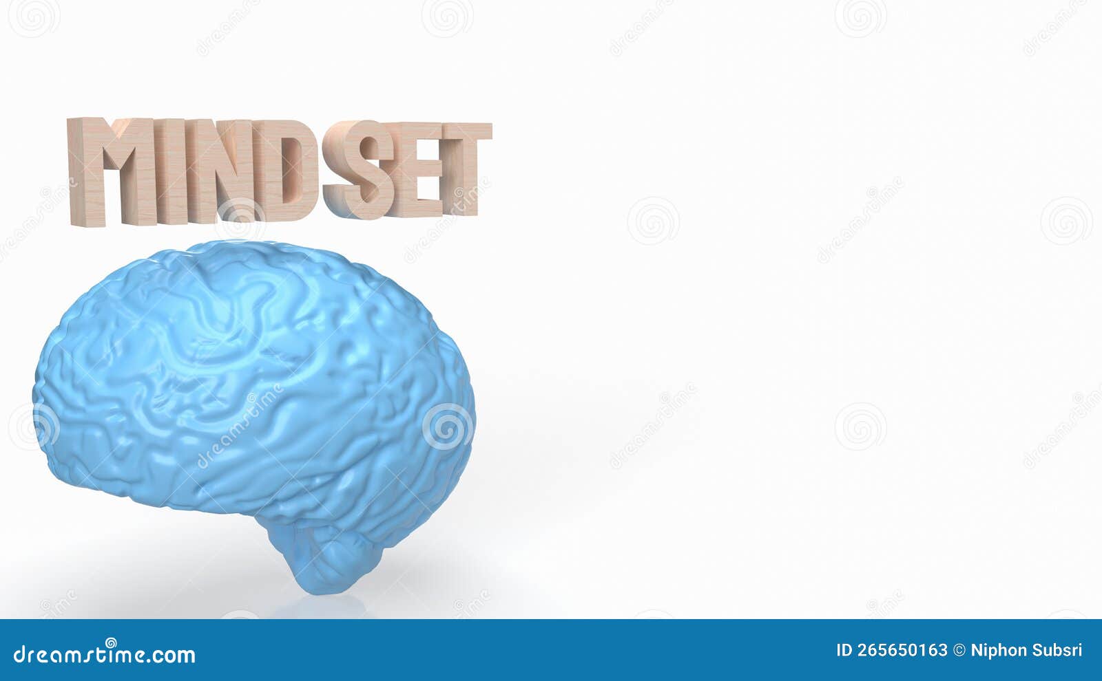 Blue Brain and Mindset Wood Text 3d Rendering Stock Illustration ...