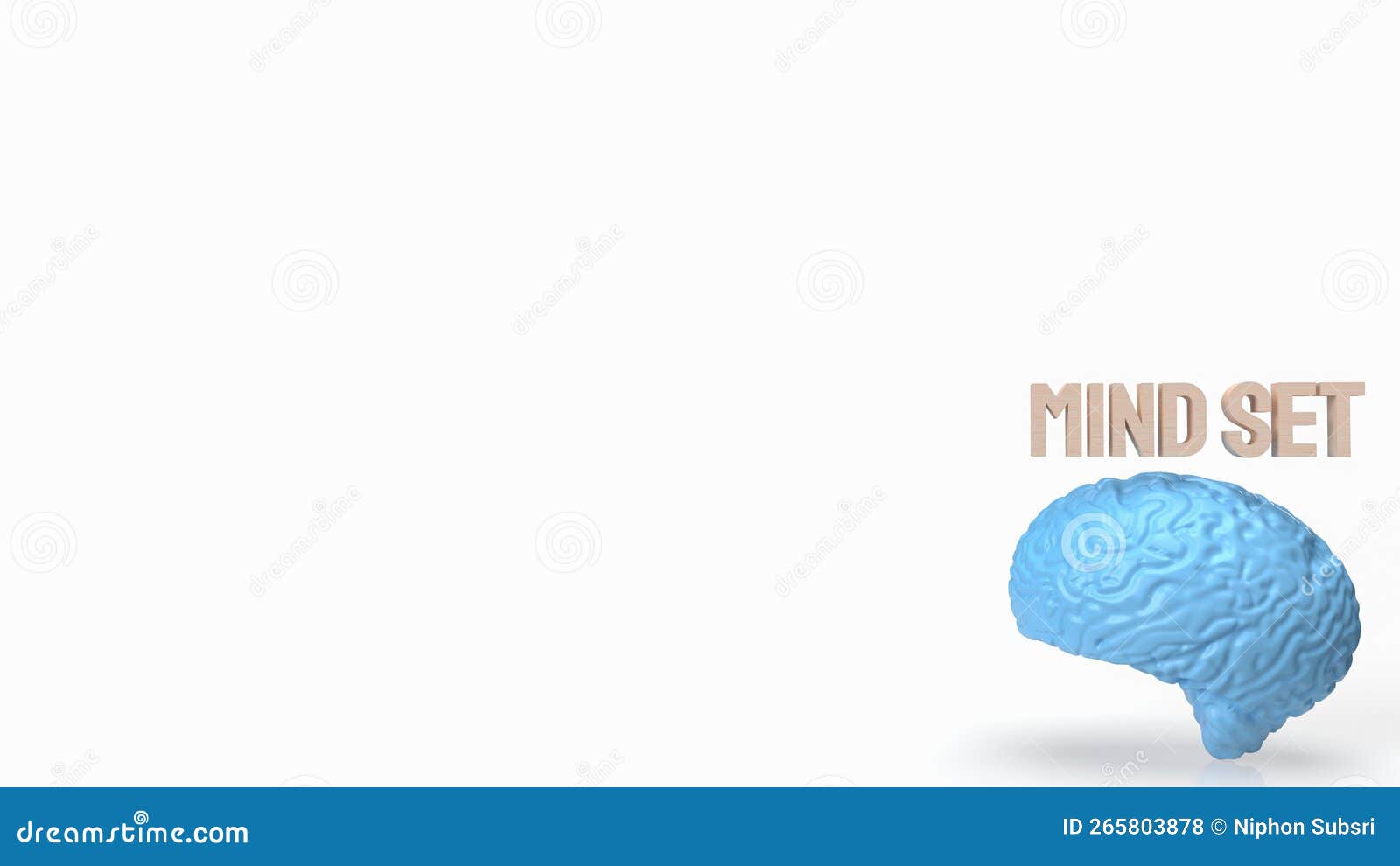 Blue Brain and Mindset Wood Text 3d Rendering Stock Illustration ...