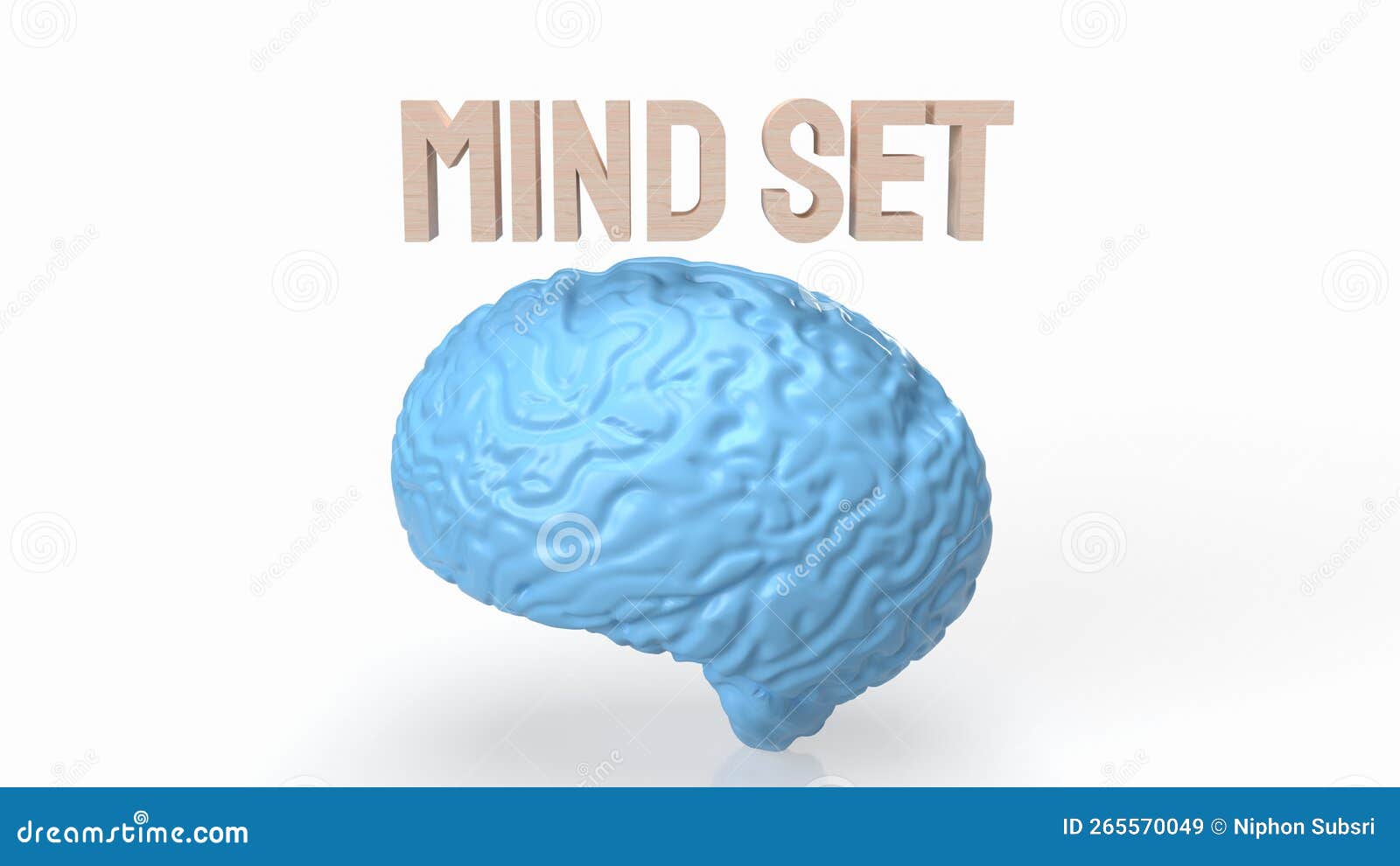 Blue Brain and Mindset Wood Text 3d Rendering Stock Illustration ...