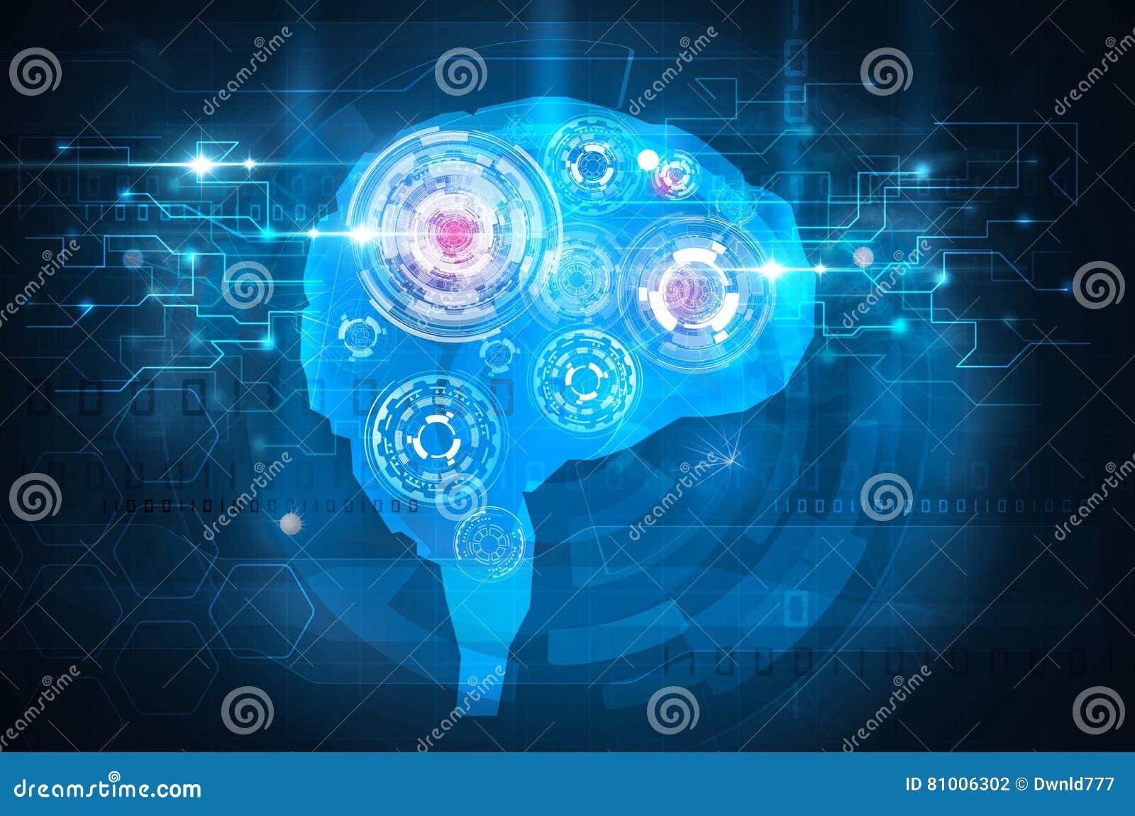 Blue Brain Technology Science Stock Illustration - Illustration of ...