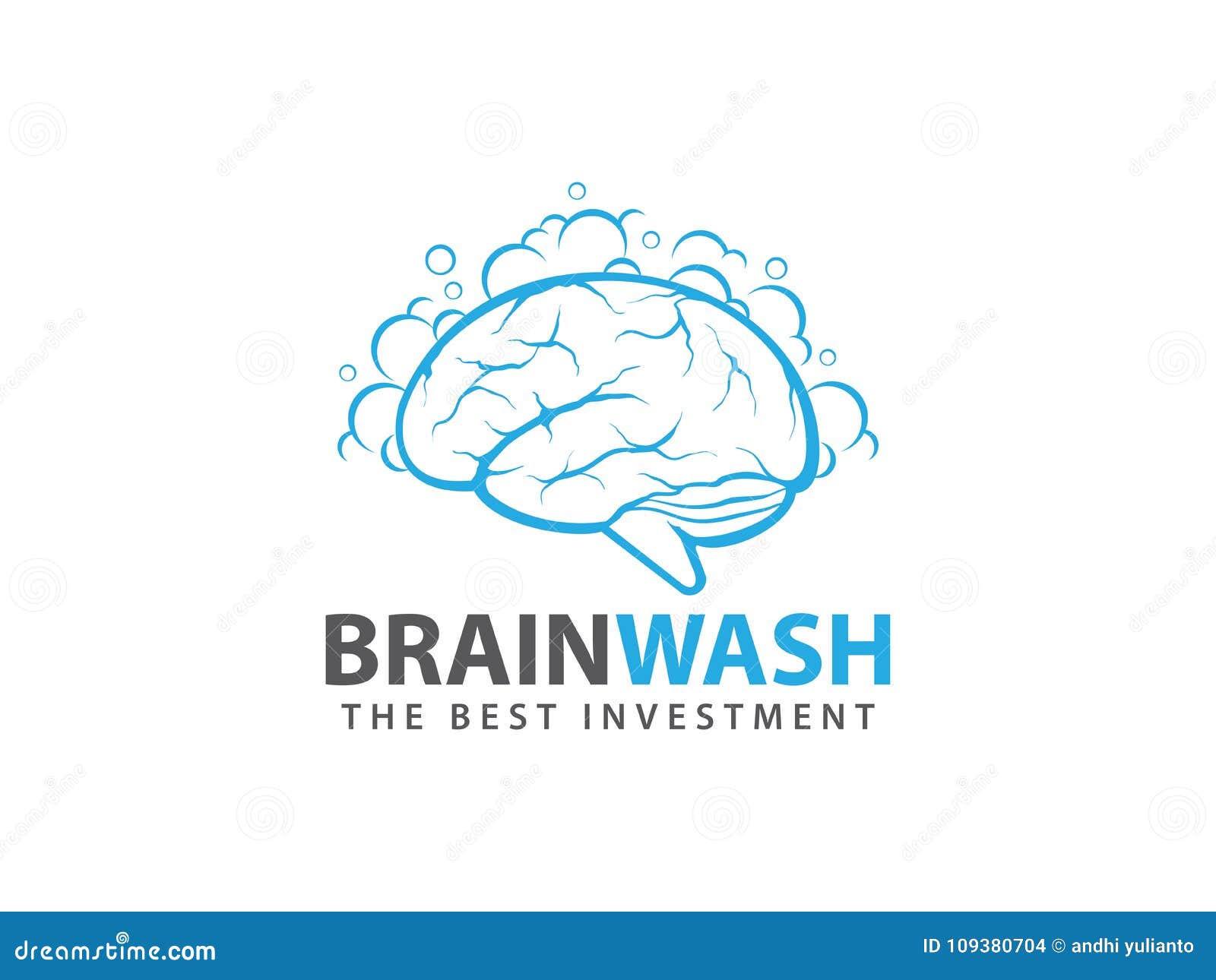 Blue Brain Wash Vector Logo Design Stock Vector - Illustration of head ...