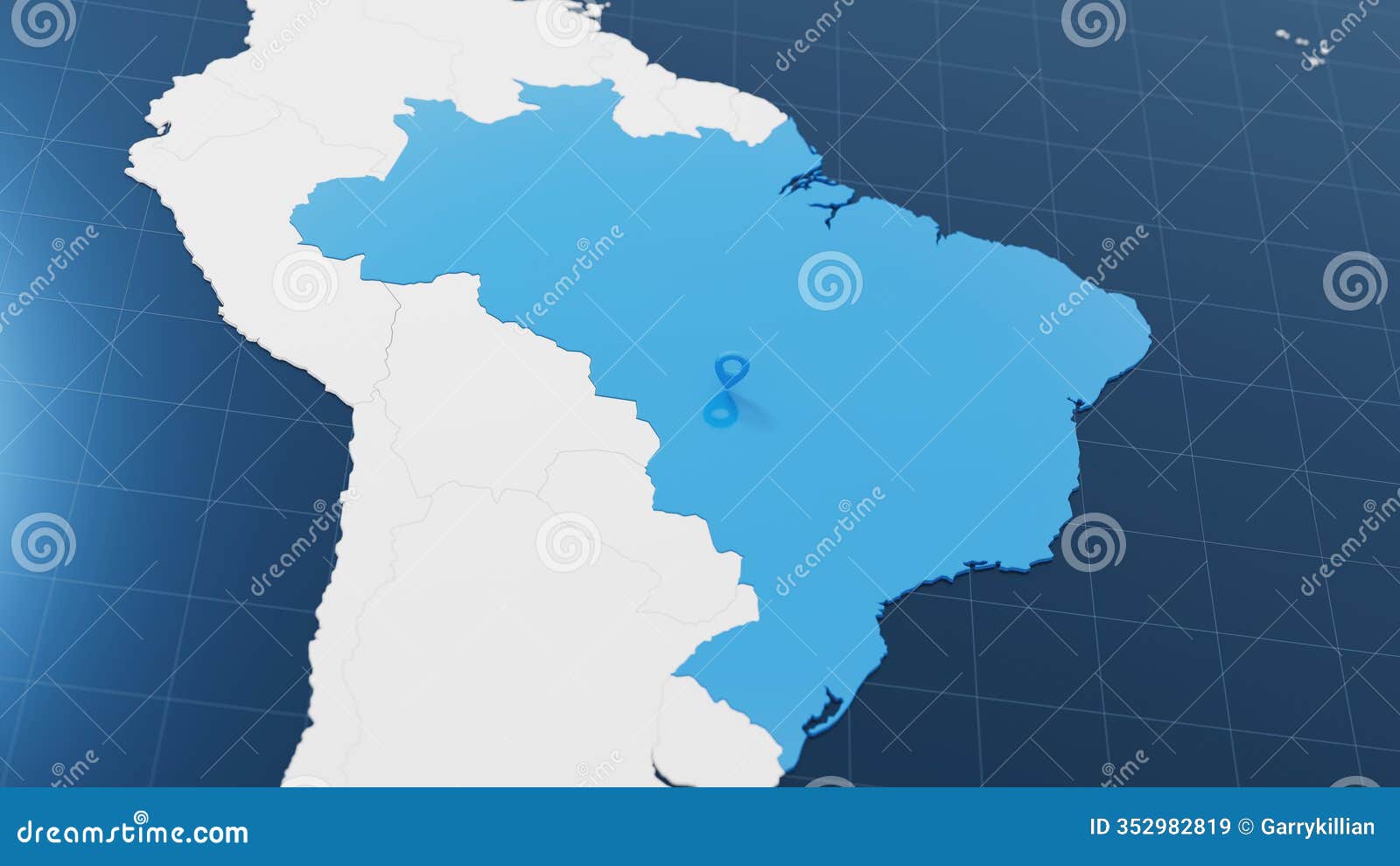 Blue Brazil 3d Map with Pointer Pin Surrounded with Other Countries in ...