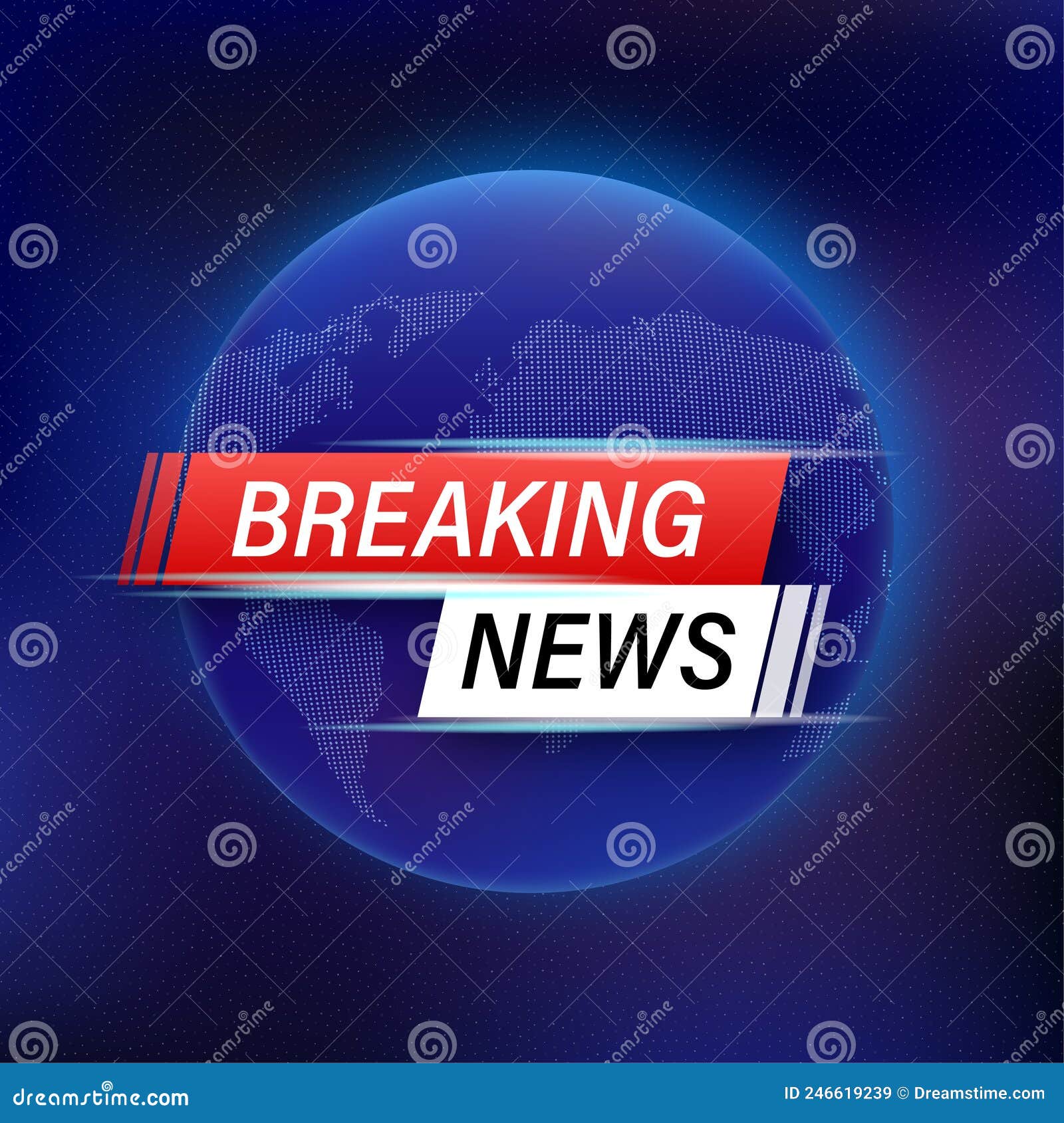 Blue Breaking News Background Concept With World Map In The Back. News ...