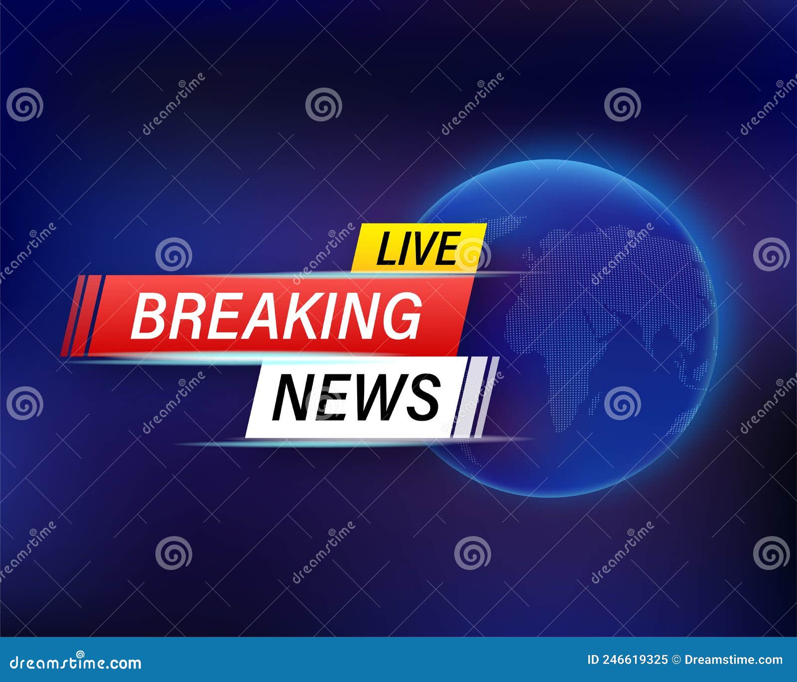 Blue Breaking News Background Concept With World Map In The Back. News ...