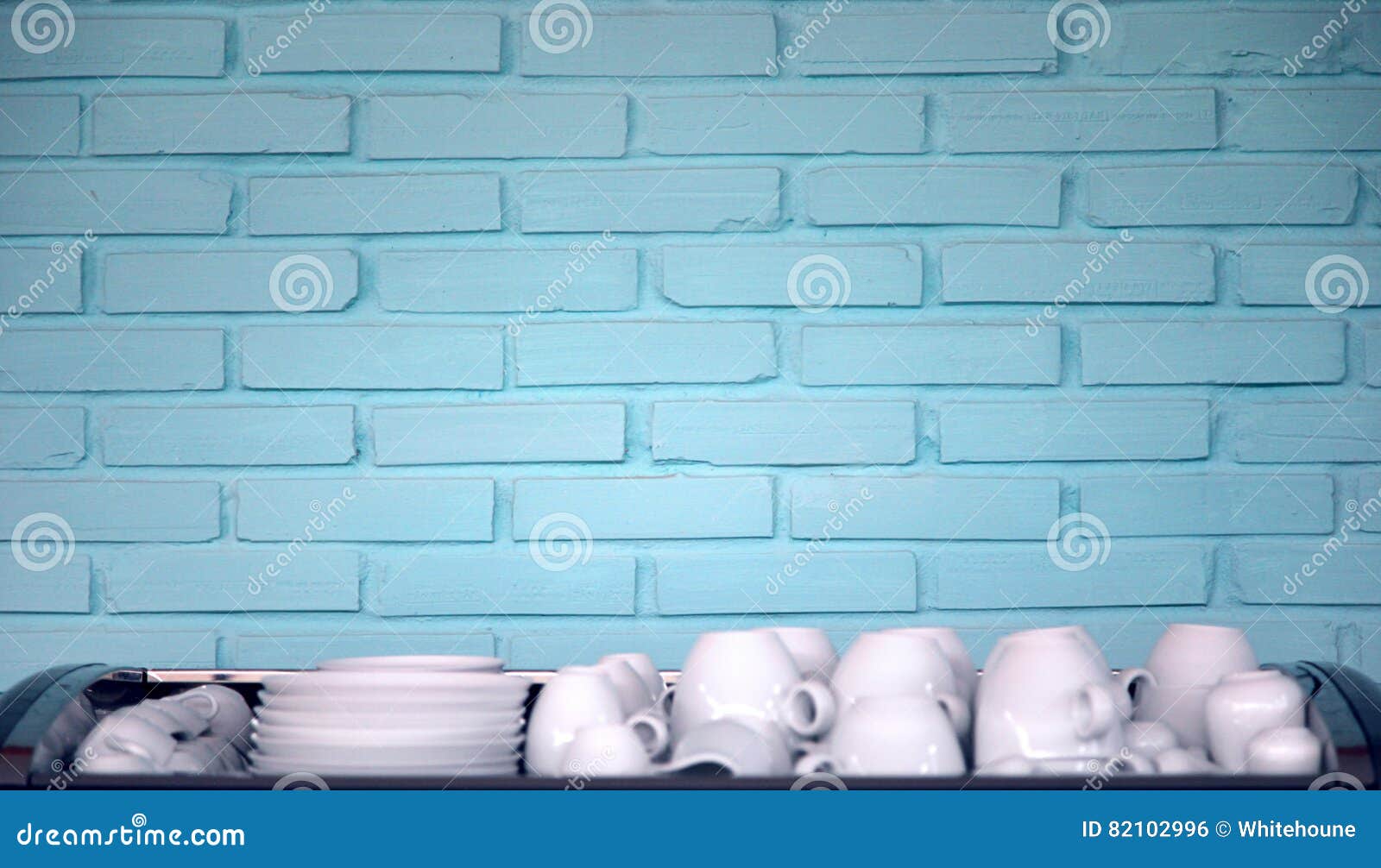 Blue bricks kitchen wall stock photo. Image of home, minimal - 82102996