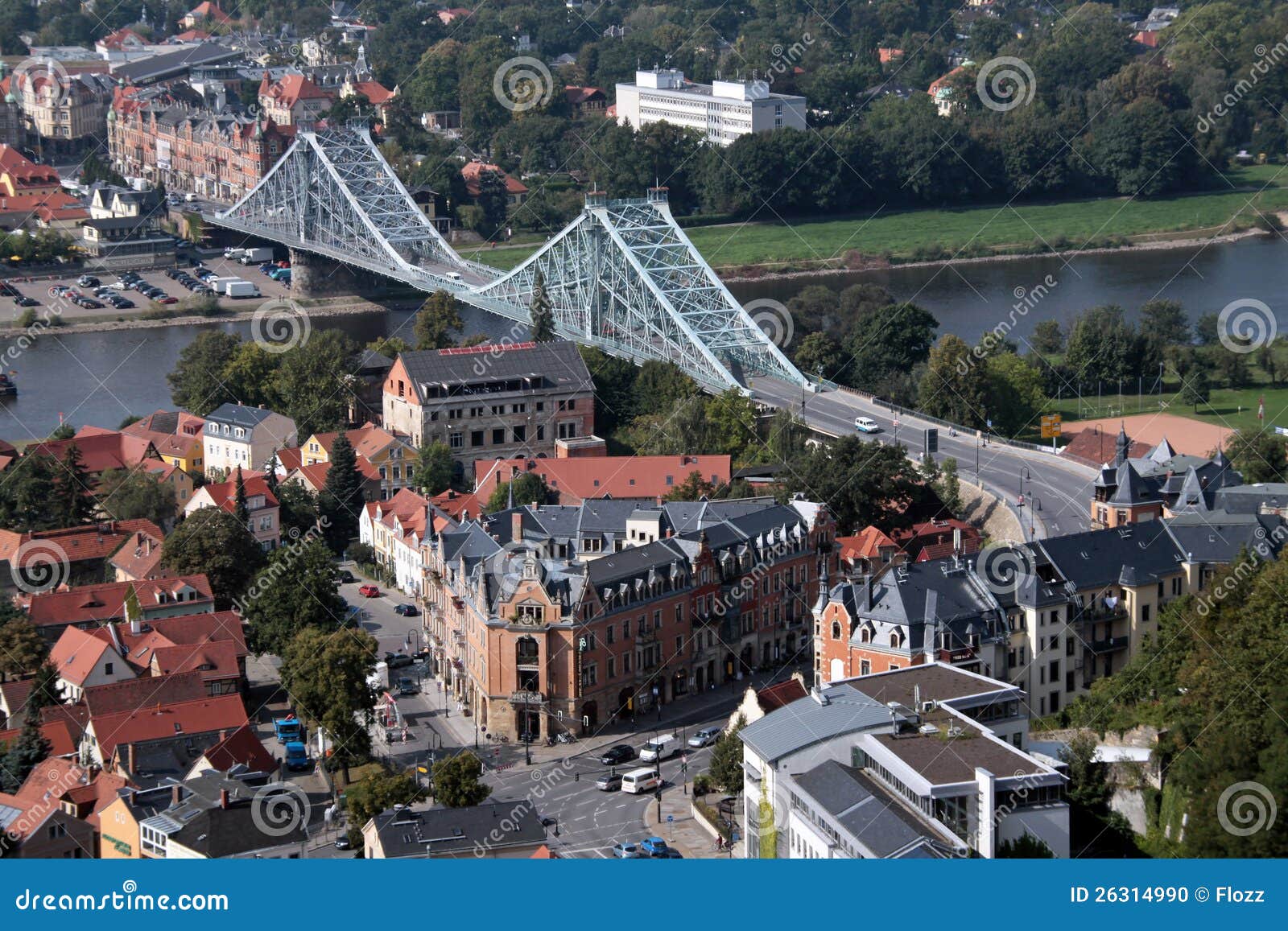 Blue bridge Dresden stock photo. Image of attraction - 26314990