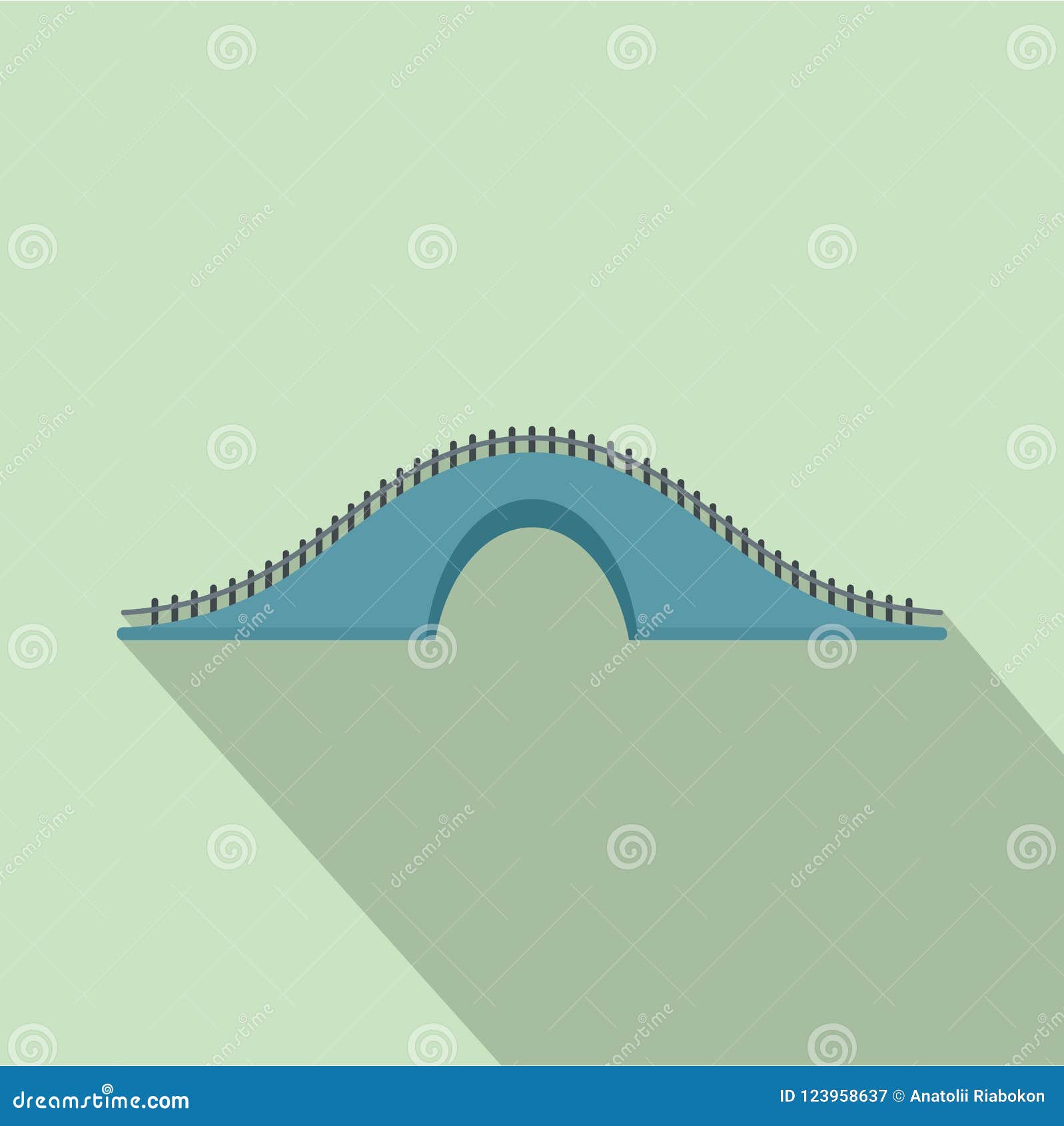 Blue Bridge Icon, Flat Style Stock Illustration - Illustration of ...